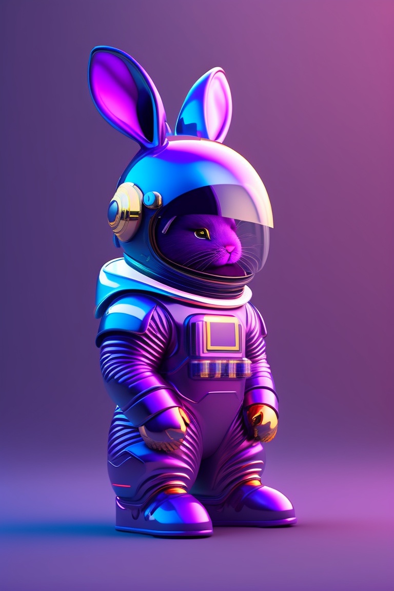 Lexica - A dark purple head Bunny in space suits, surrealism, retro ...