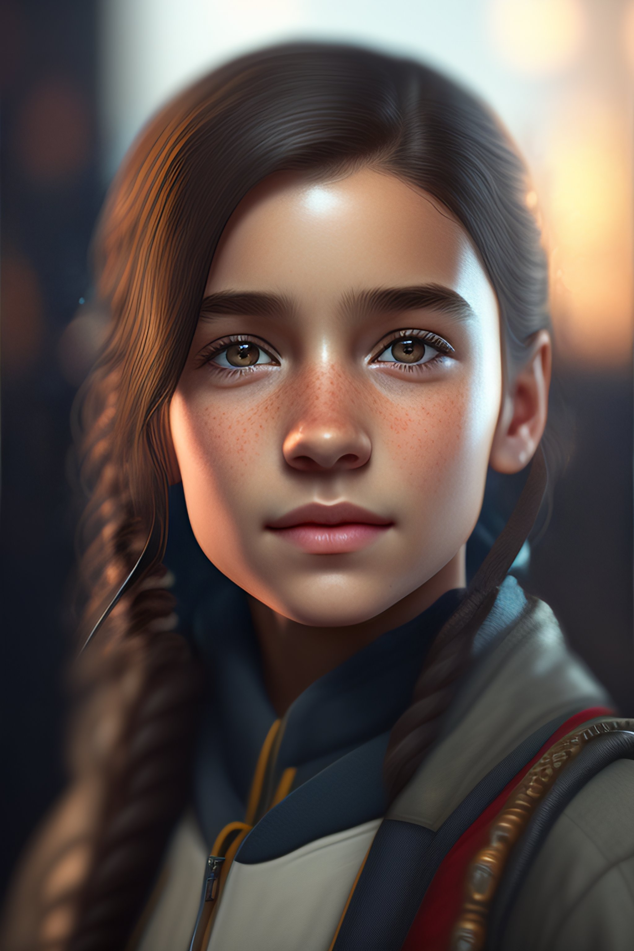 Lexica - Portrait of young girl, headshot, 12 years old, detailed face ...