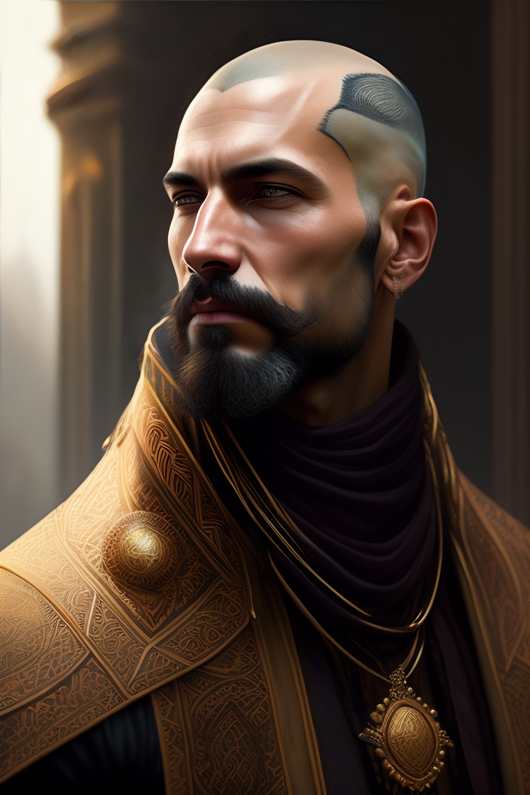 Lexica - A caucassian archer 45 years old, shaved head, punk, intricate ...