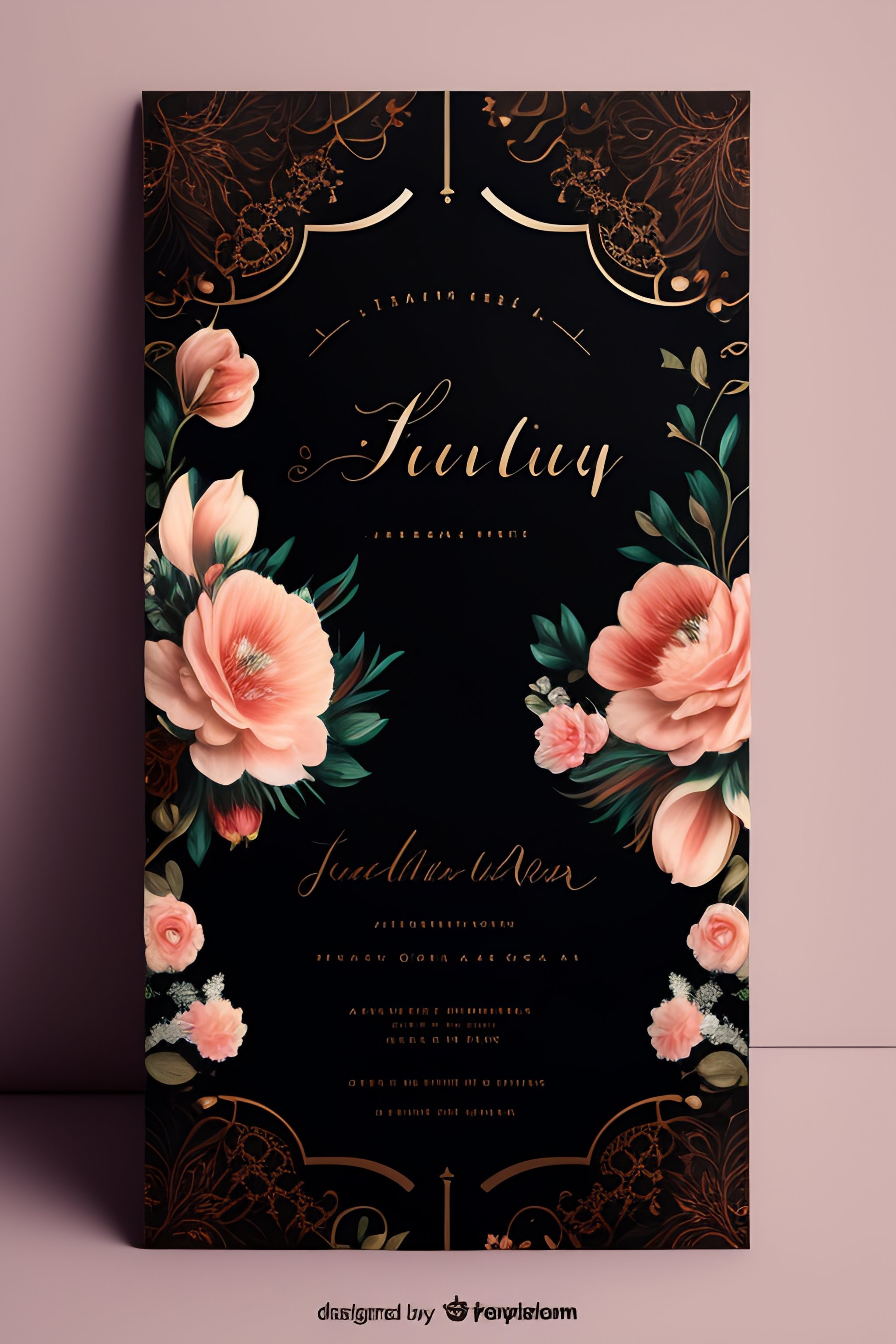 Lexica - "Create a realistic feminine, black floral design using a soft ...