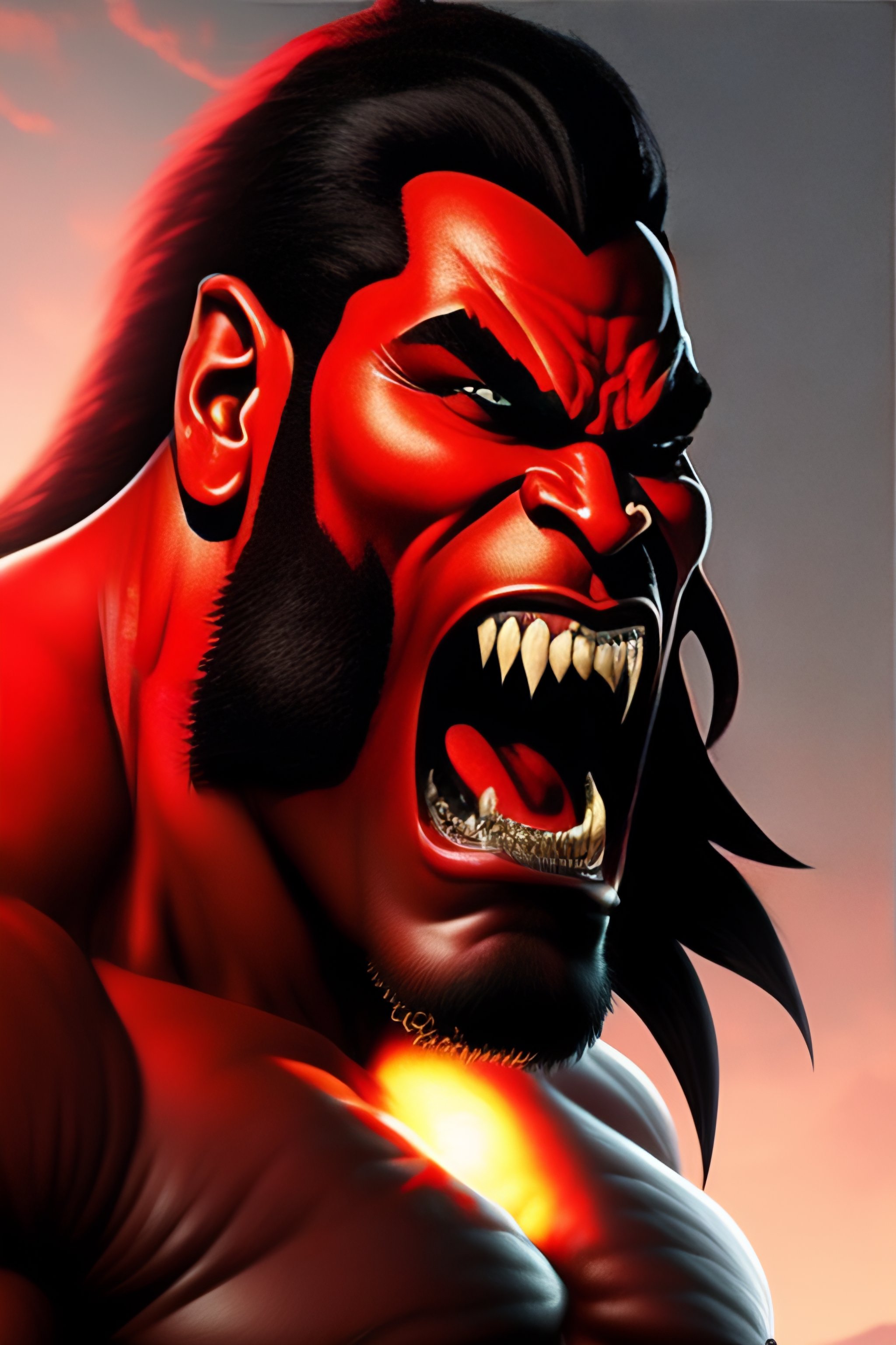 Lexica - A huge man with red orc fangs