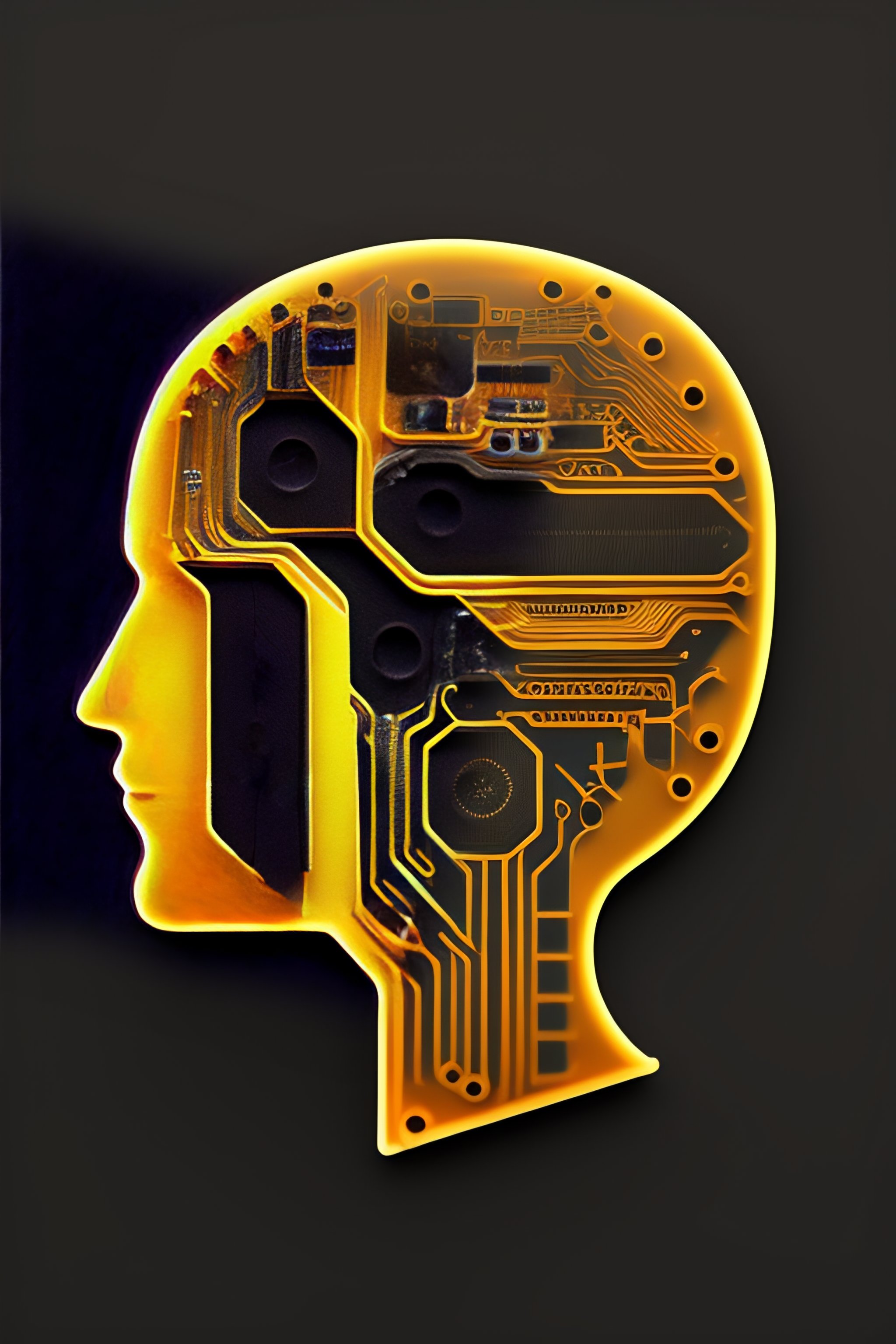 Lexica - Minimalist logo icon of a robot head made of PCB, brain, pcb ...
