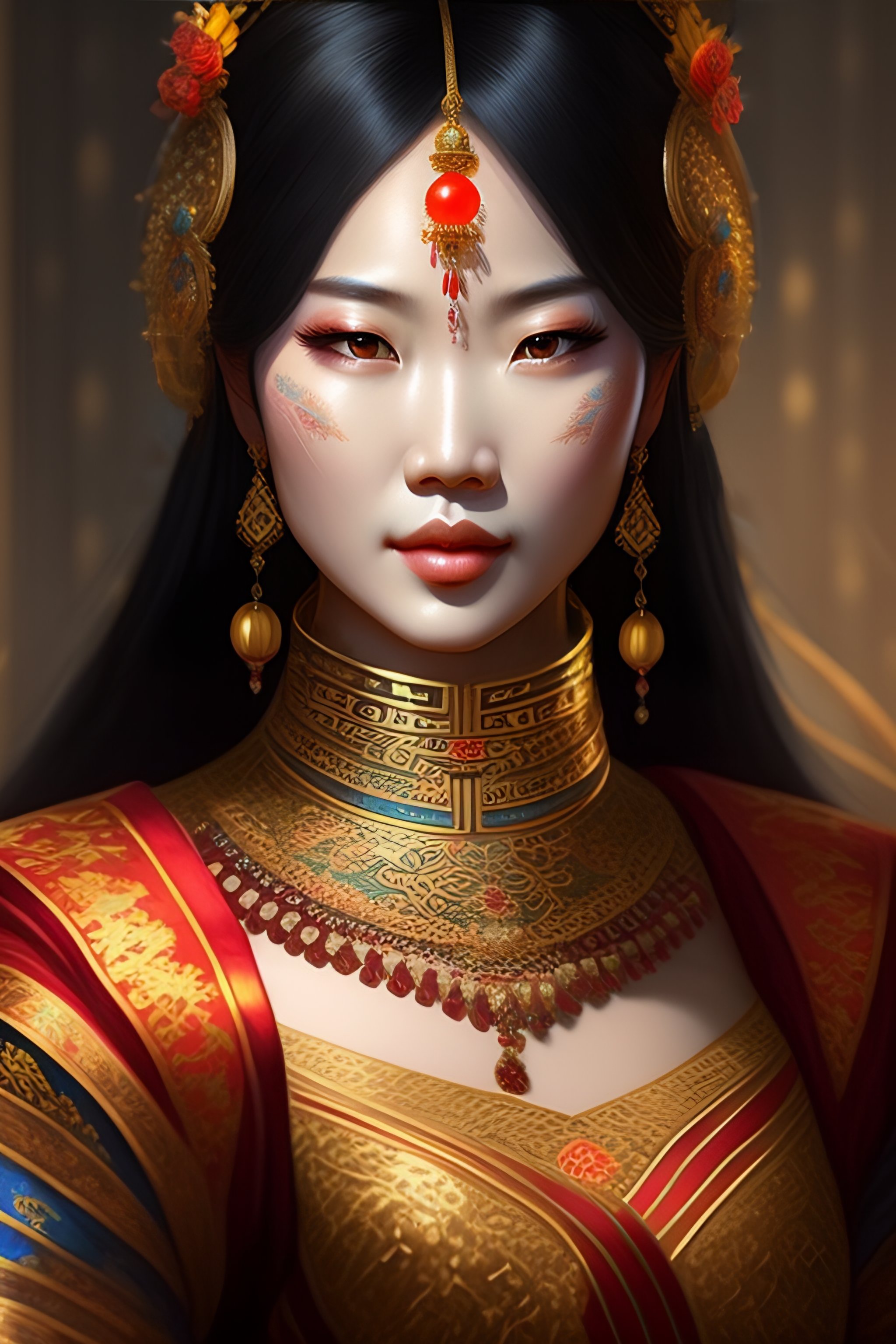 Lexica - Portrait of dvdfgr, machine face, upper body, decorated with ...