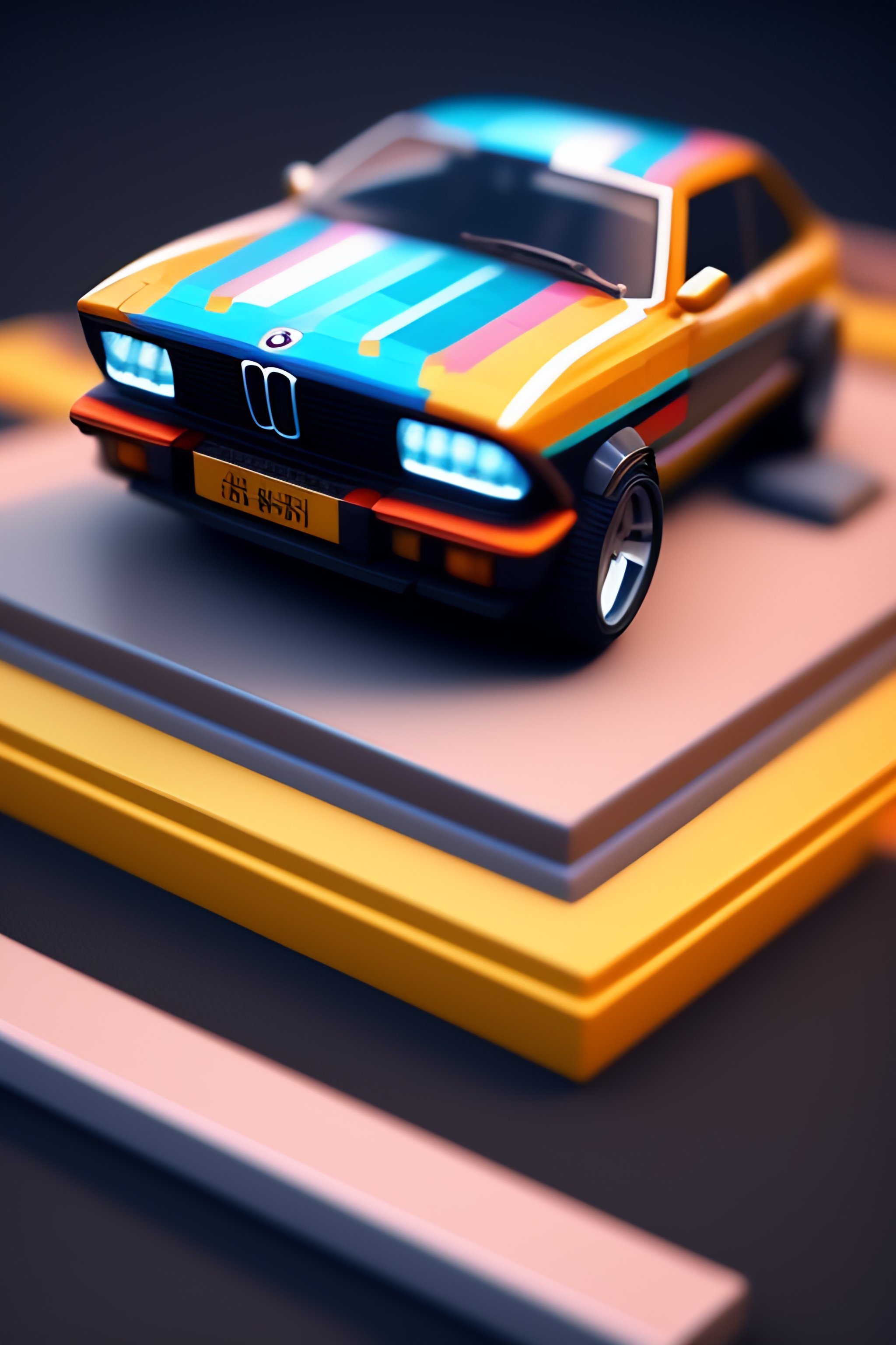 Lexica - Detailed isometric bmw, pixel art, unreal engine voxel render