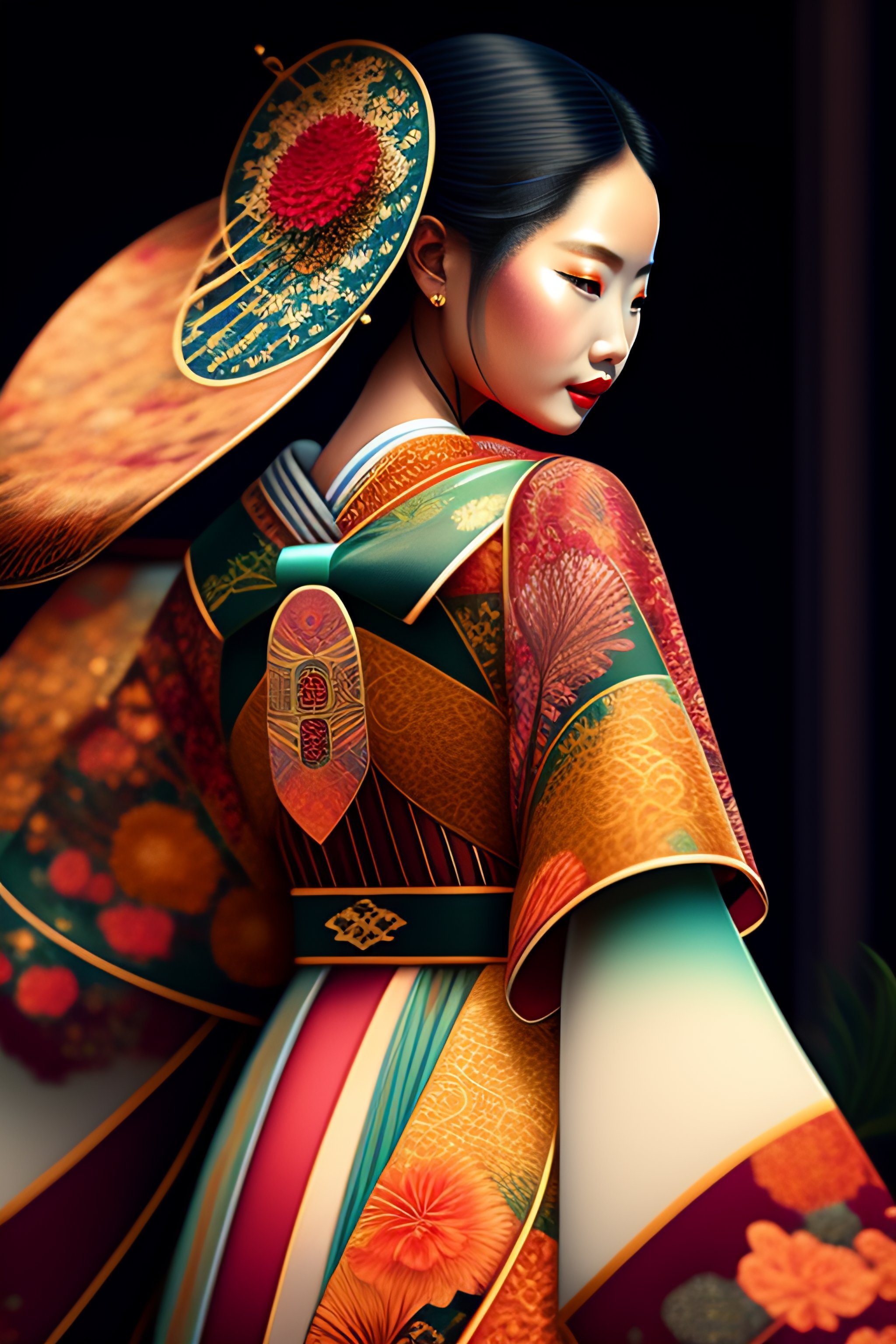 Lexica - Inspired tarot card detailed kimono and cyber geisha bow ...