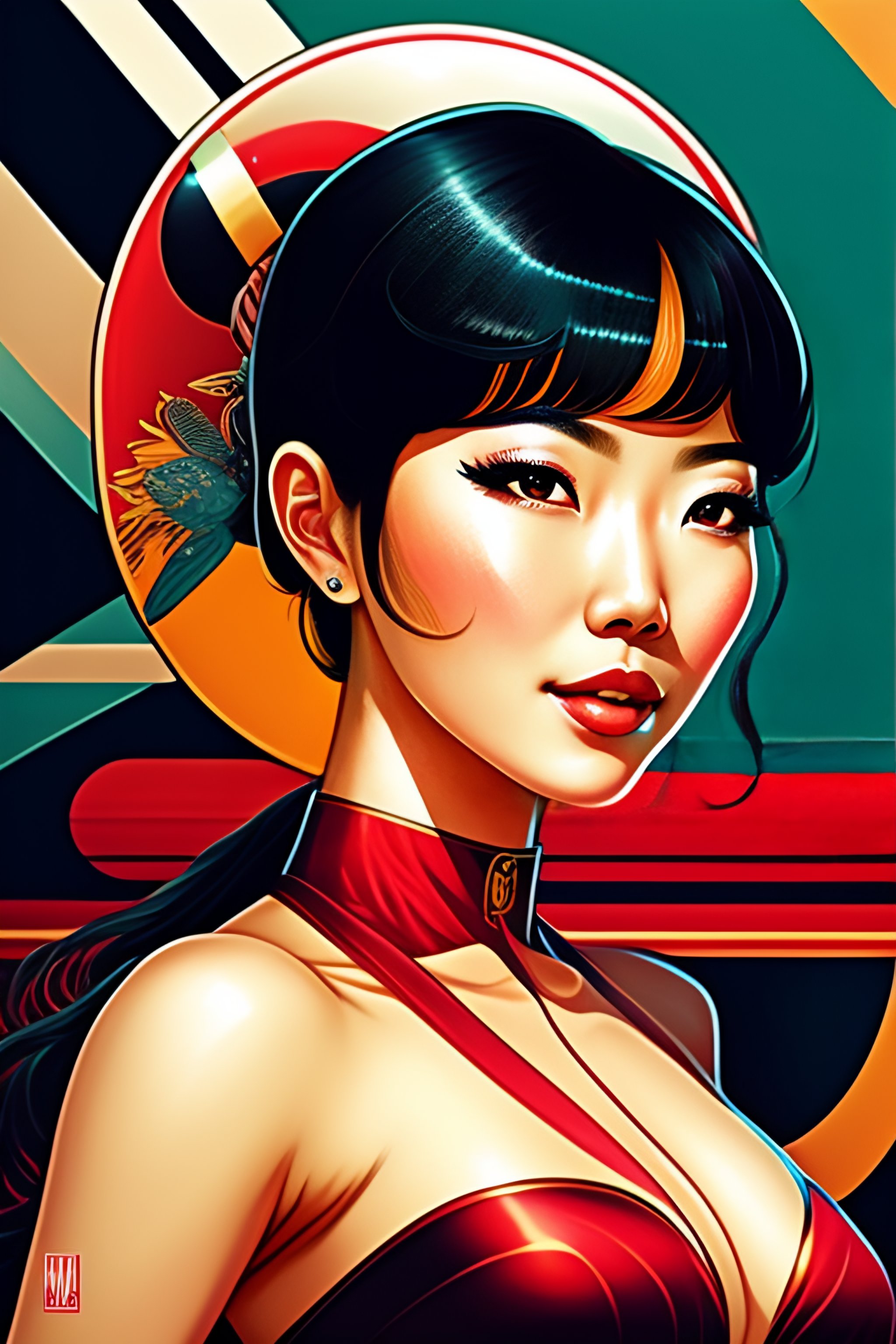 Lexica - A beautiful full body portrait of a beautiful hot Japanese woman, Retro comic style ...