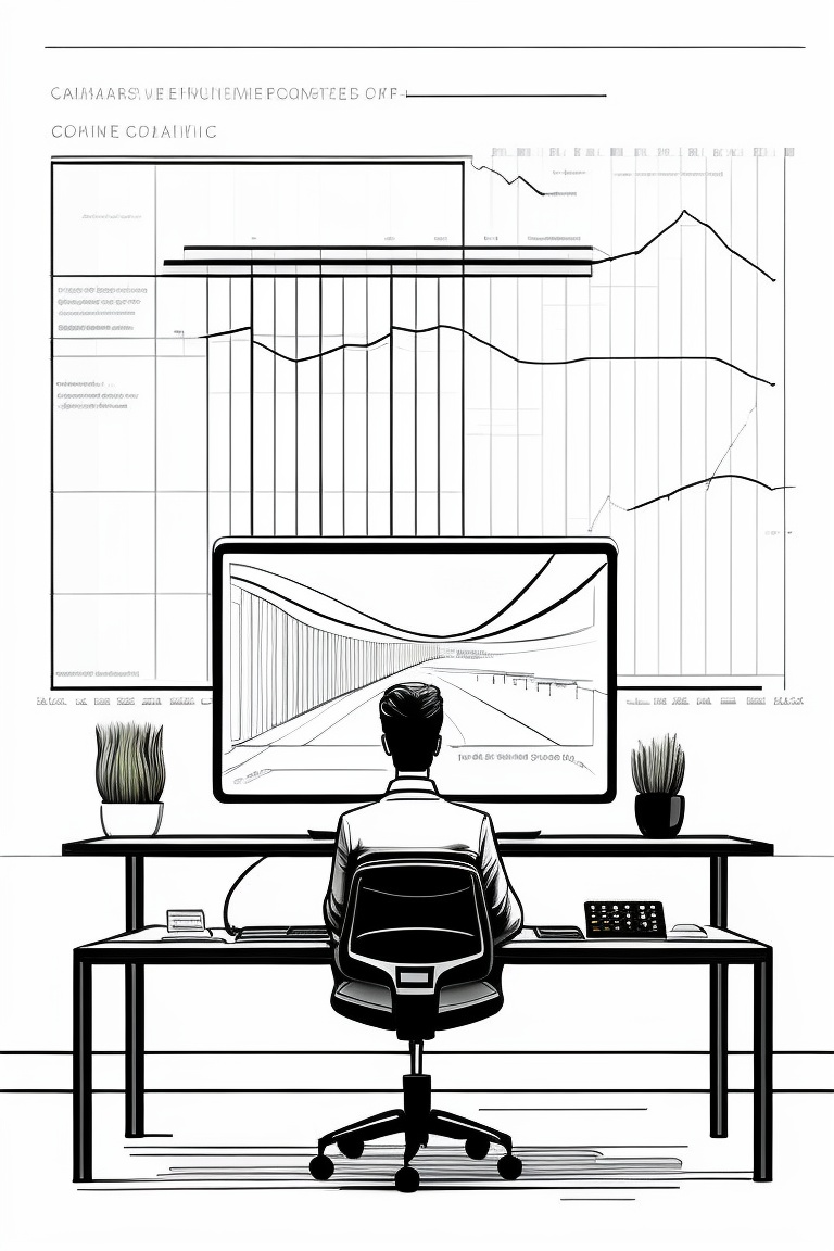 Lexica - Sketch, black and white, hand drawn, view from behind, over ...