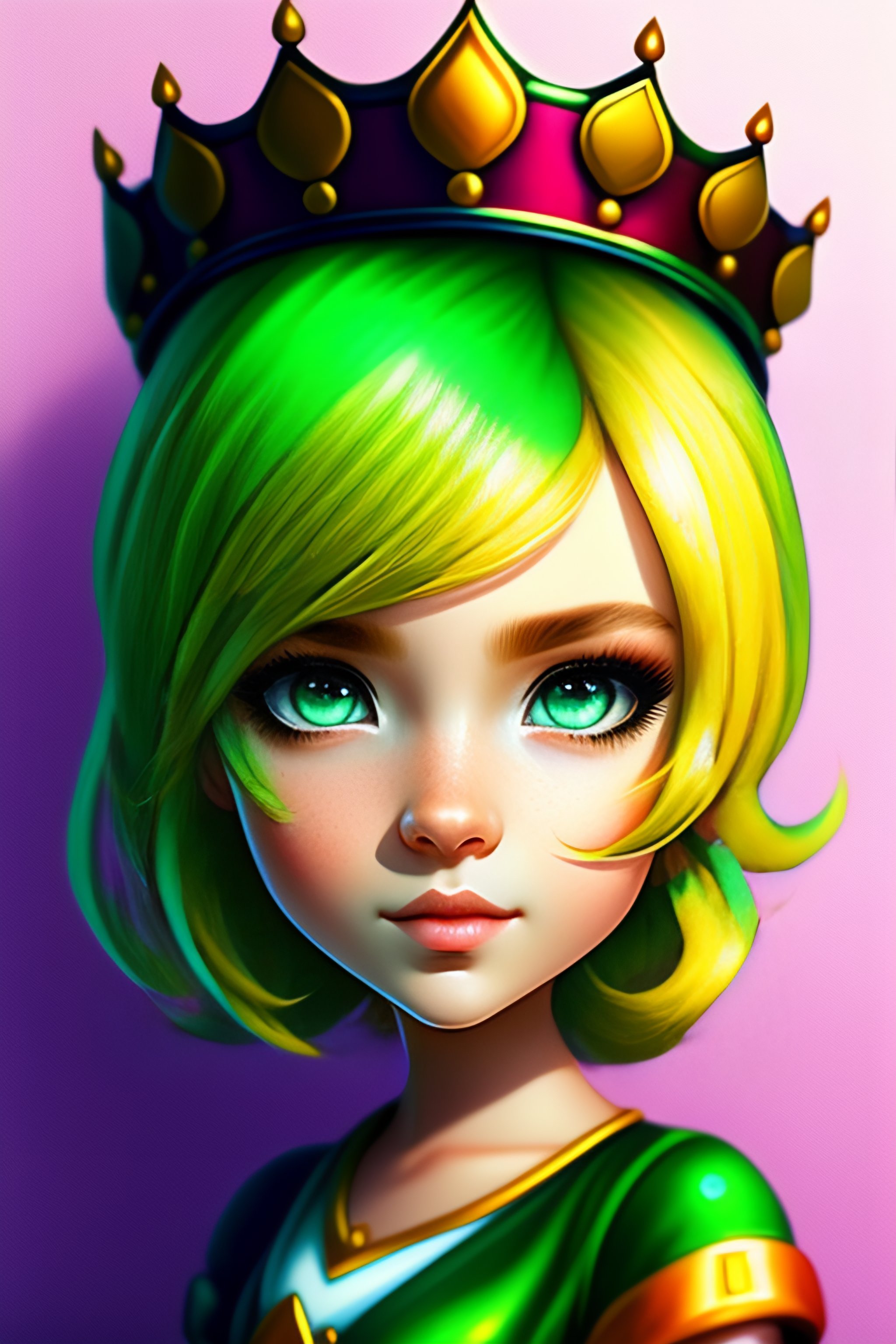 Lexica - Cute chibi blonde, Green eyes, little woman With a crown and a ...