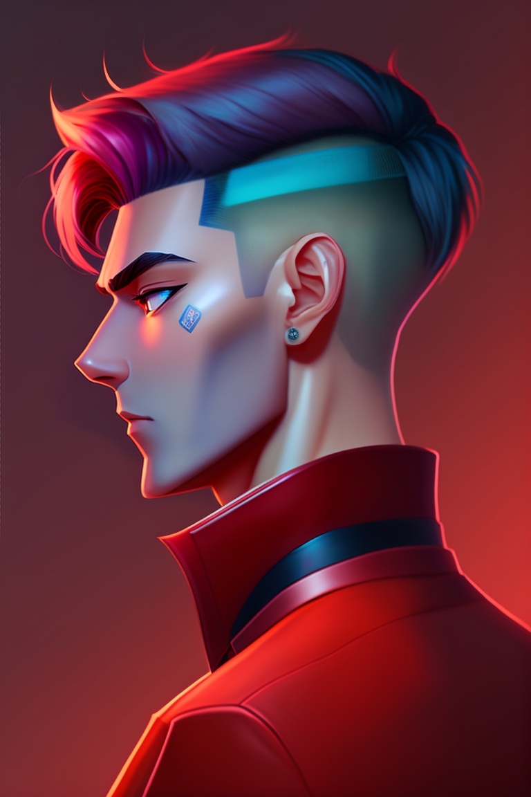 Lexica - A webtoon character with an undercut hairstyle, blue eyes, and ...