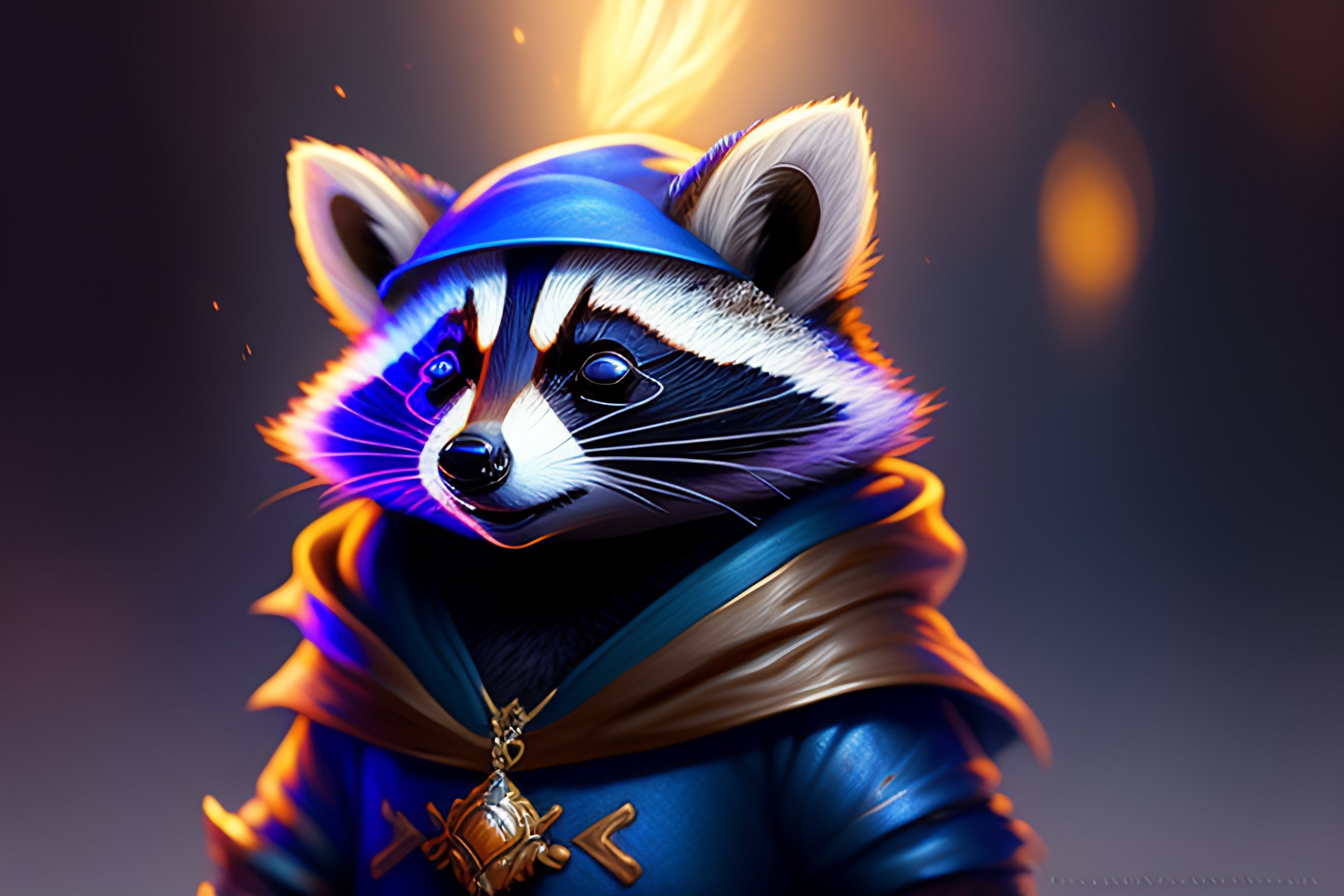 Lexica - Raccoon sorcerer, blue magic, cute, adorable, jean-baptiste ...