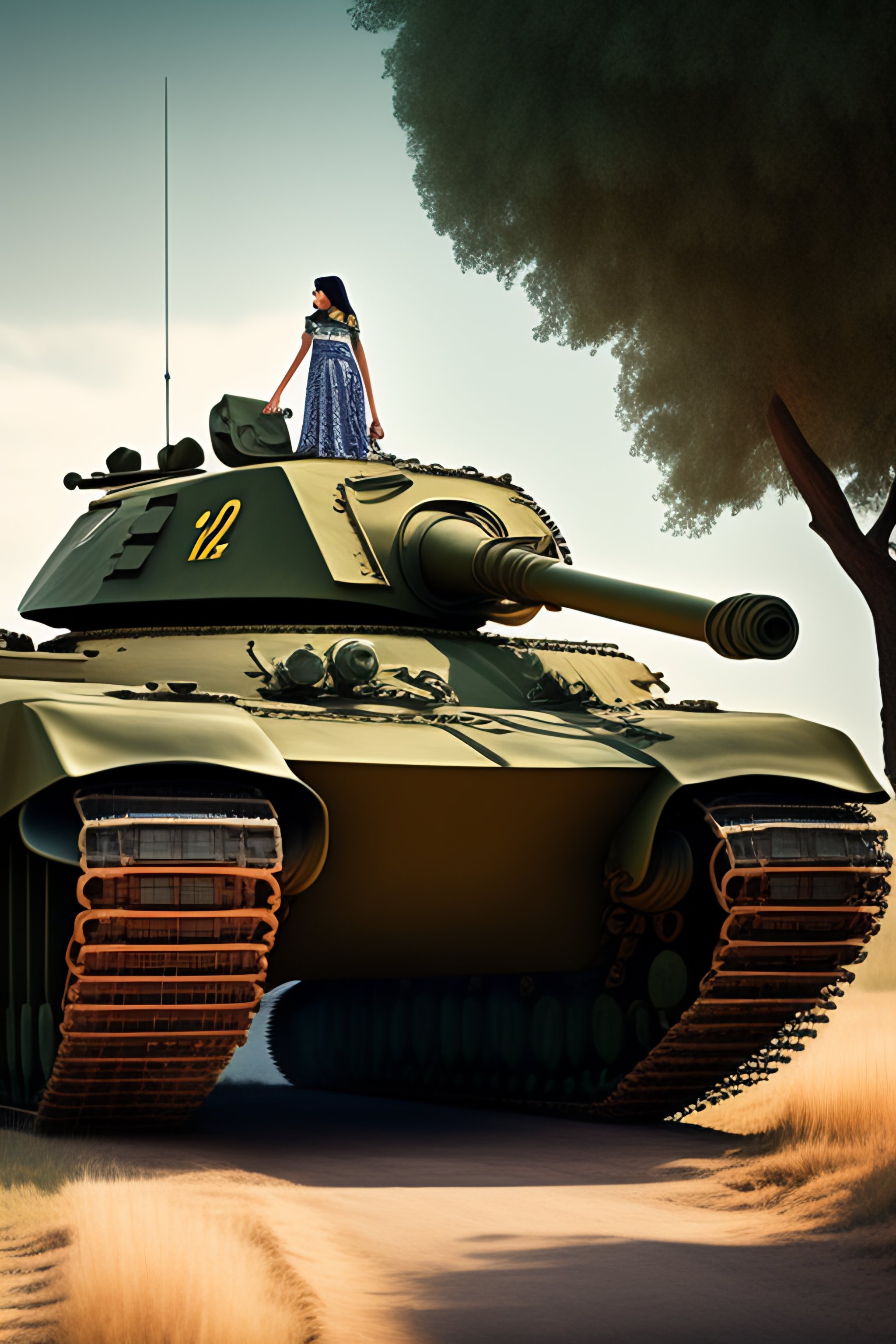 Lexica - Panther tank with girl