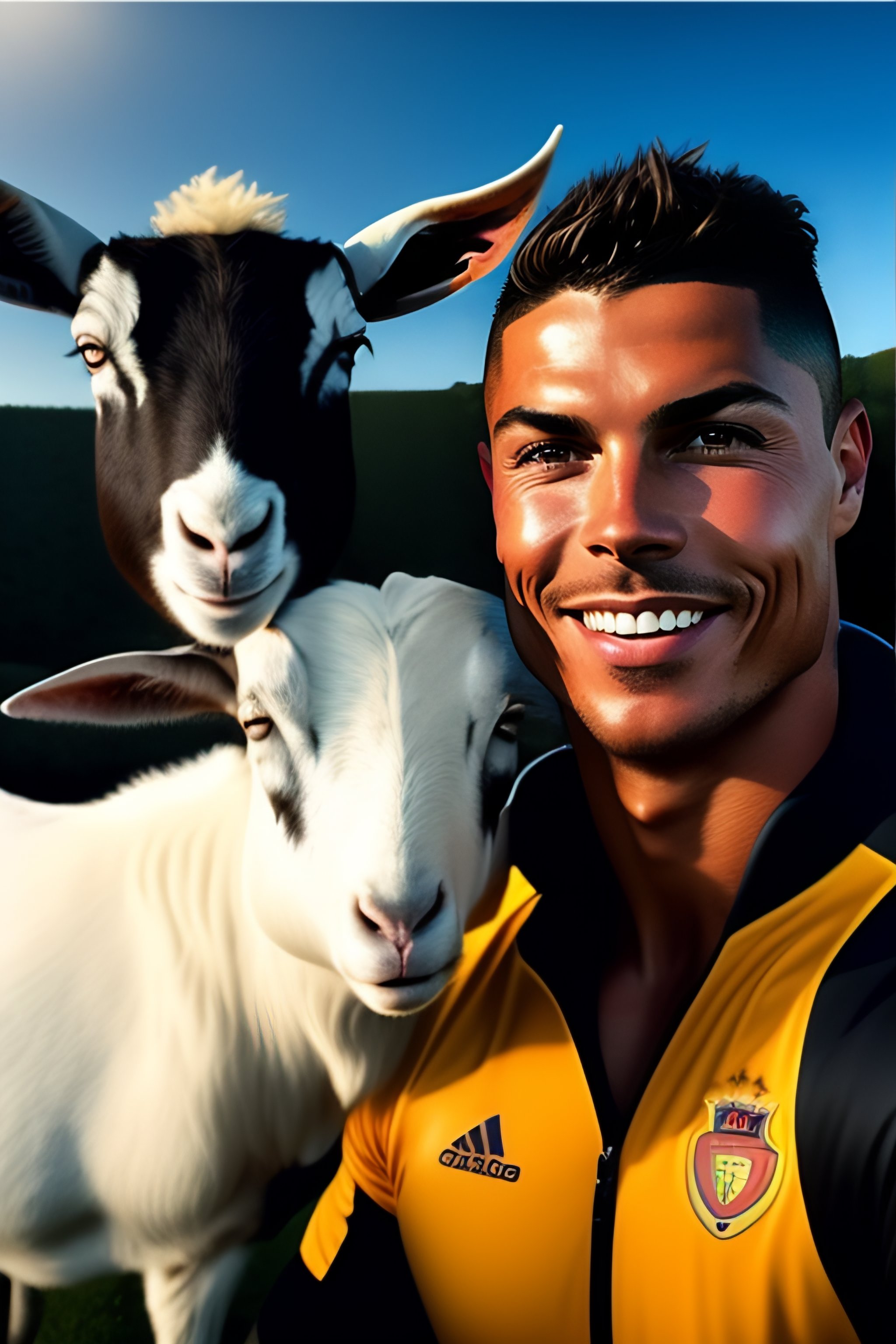 Lexica - Ronaldo taking a Selfie with a goat hyper realistic