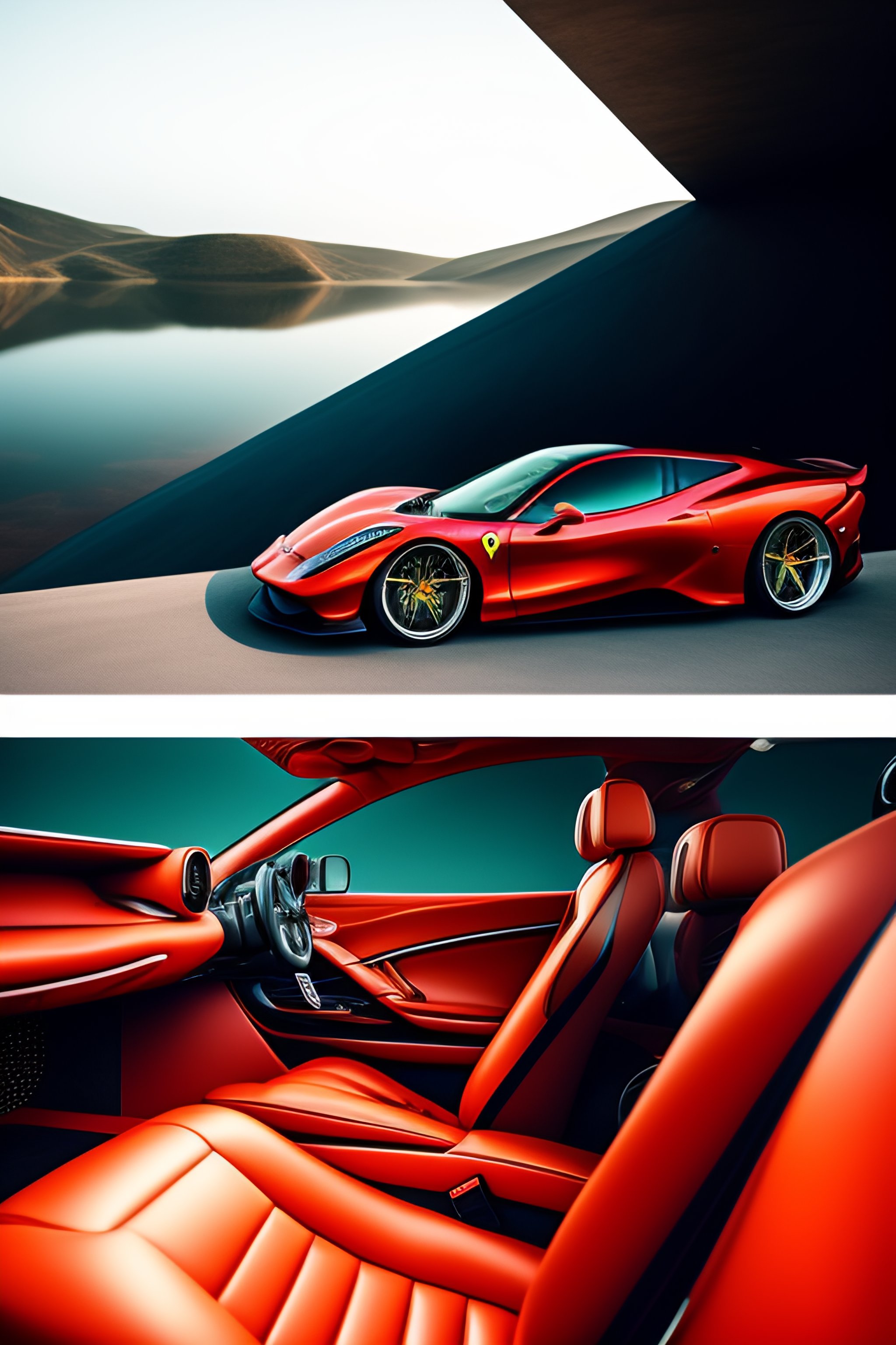 Lexica - Lady in bikini seating to Ferrari