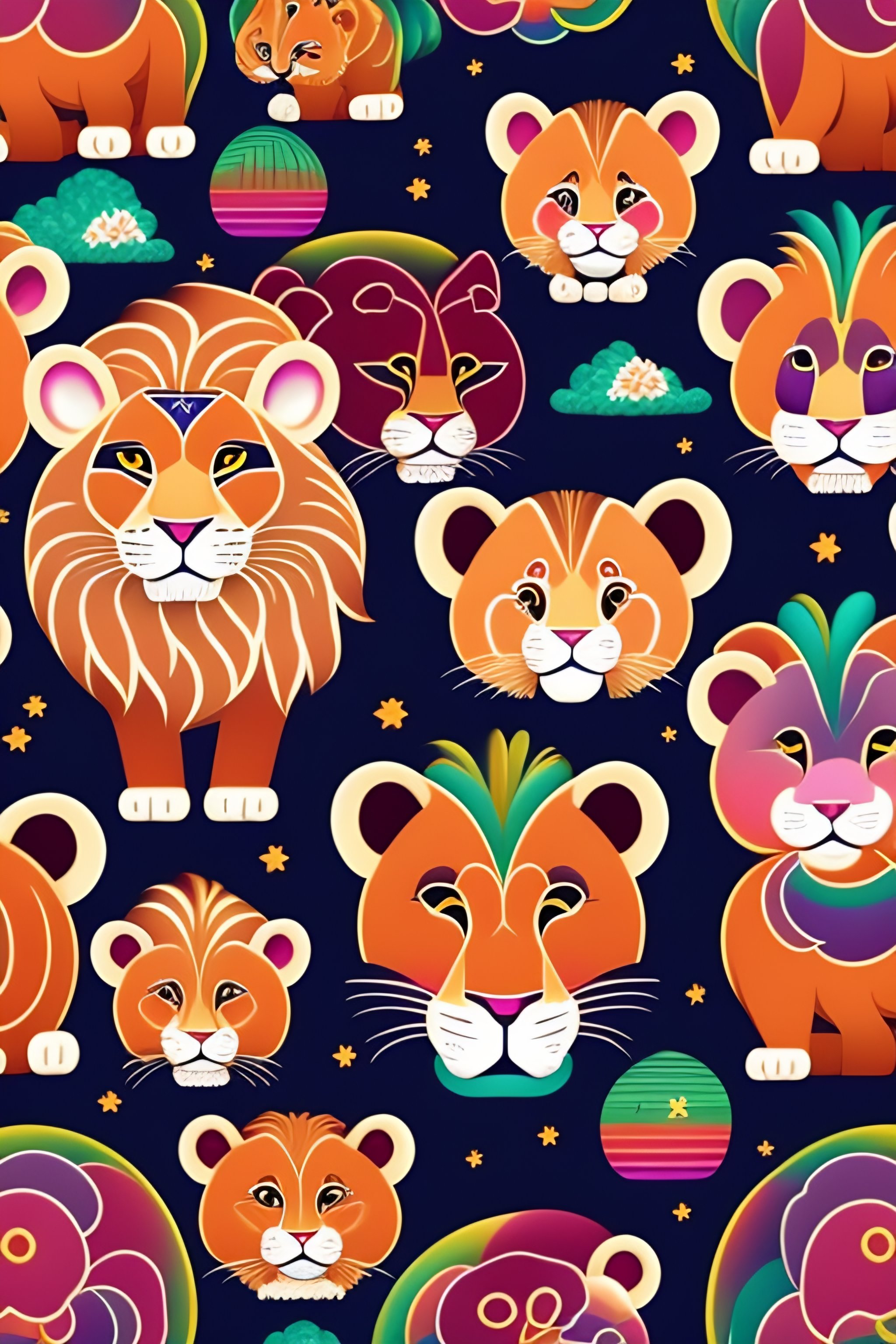 Lexica - Lion pattern kids illustration