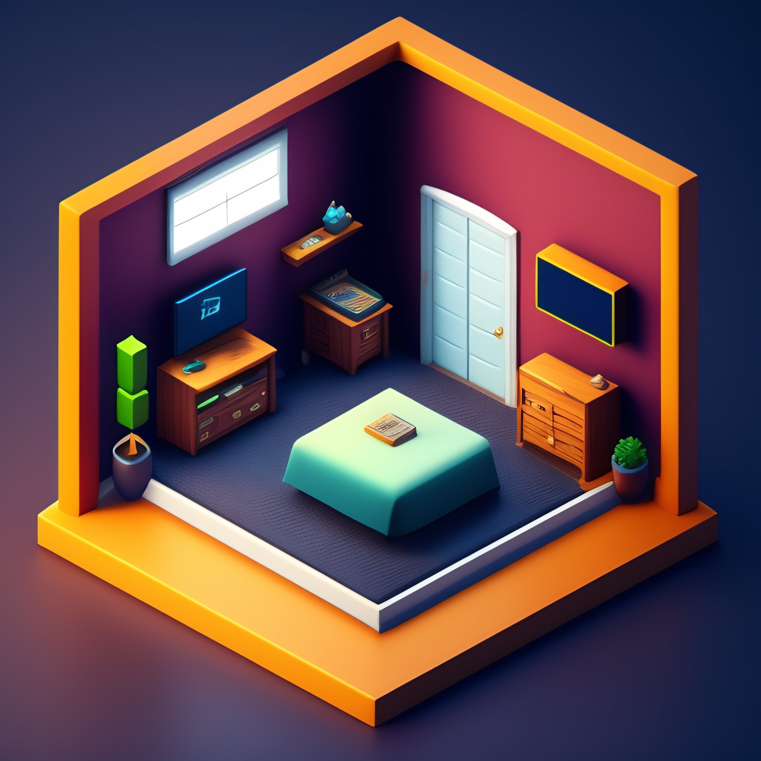 Lexica - Isometric render of a room, under construction, video game ...
