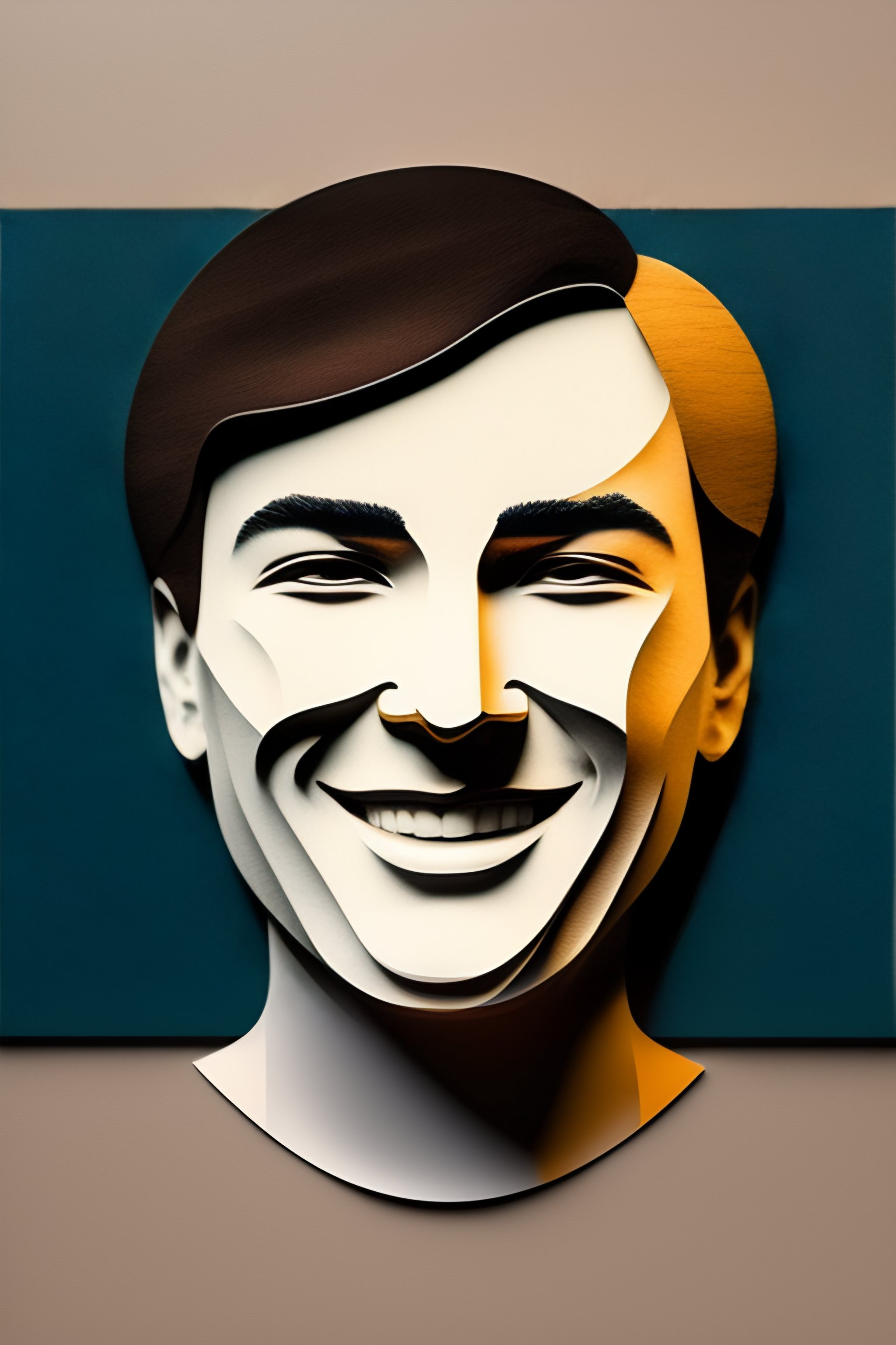 Lexica - A face of a man with wavey medium short hair made from layered ...