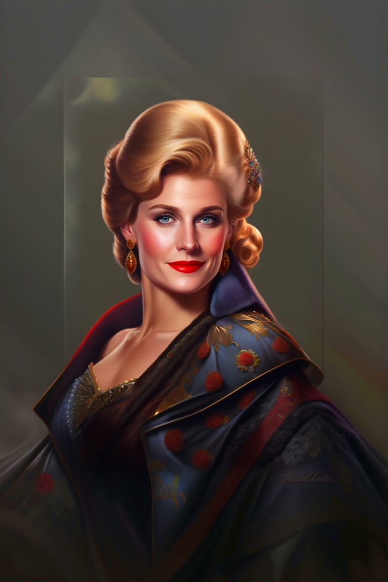 Lexica - Lady di as berlesk, portrait, mucha, realistic