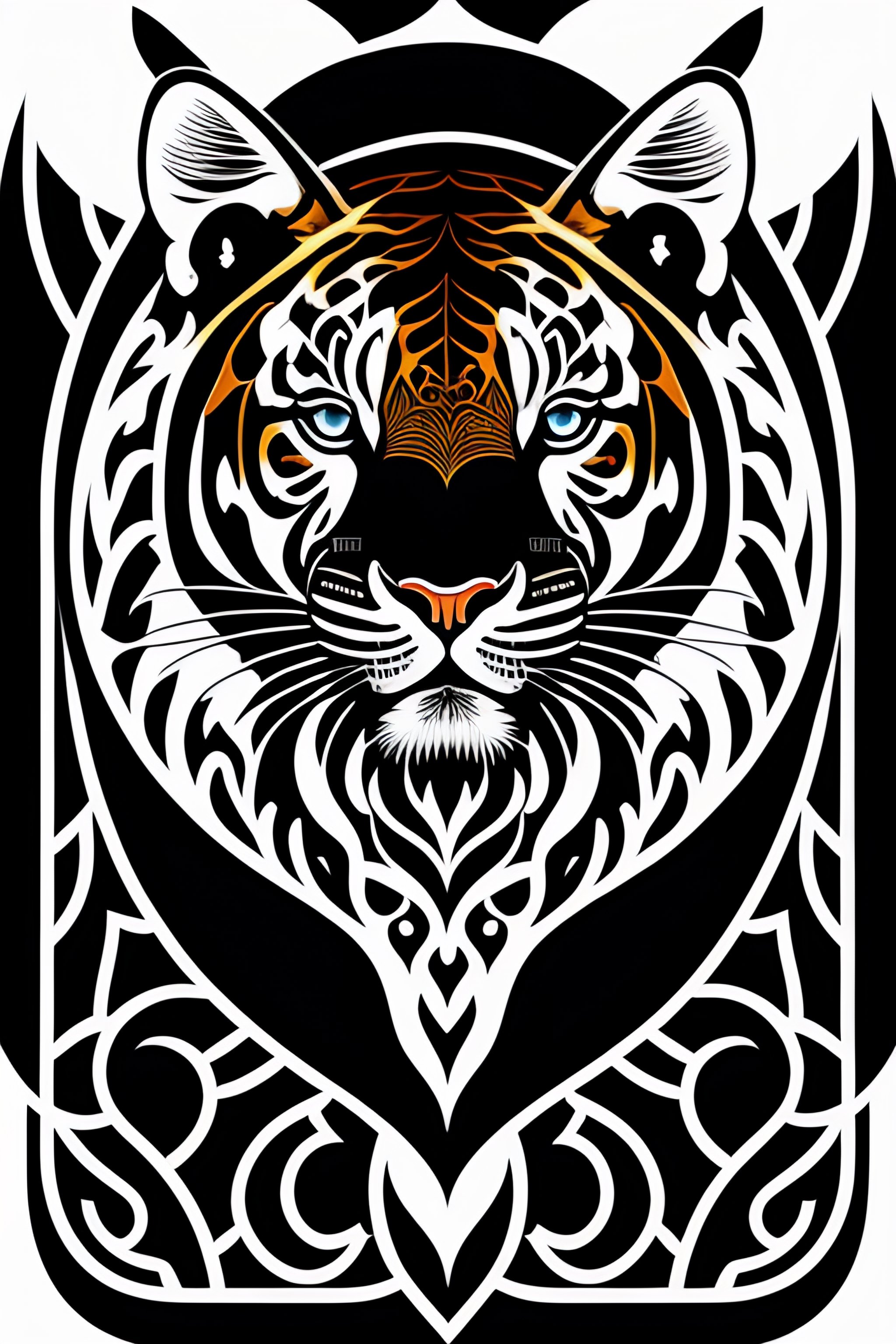 Lexica - Symmetry, one tiger head and only facing front, glare, black ...