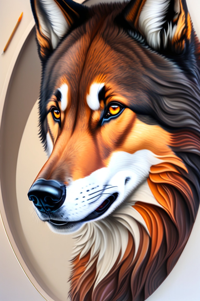 Lexica - Detailed drawing of a brown wolf face, white background ...