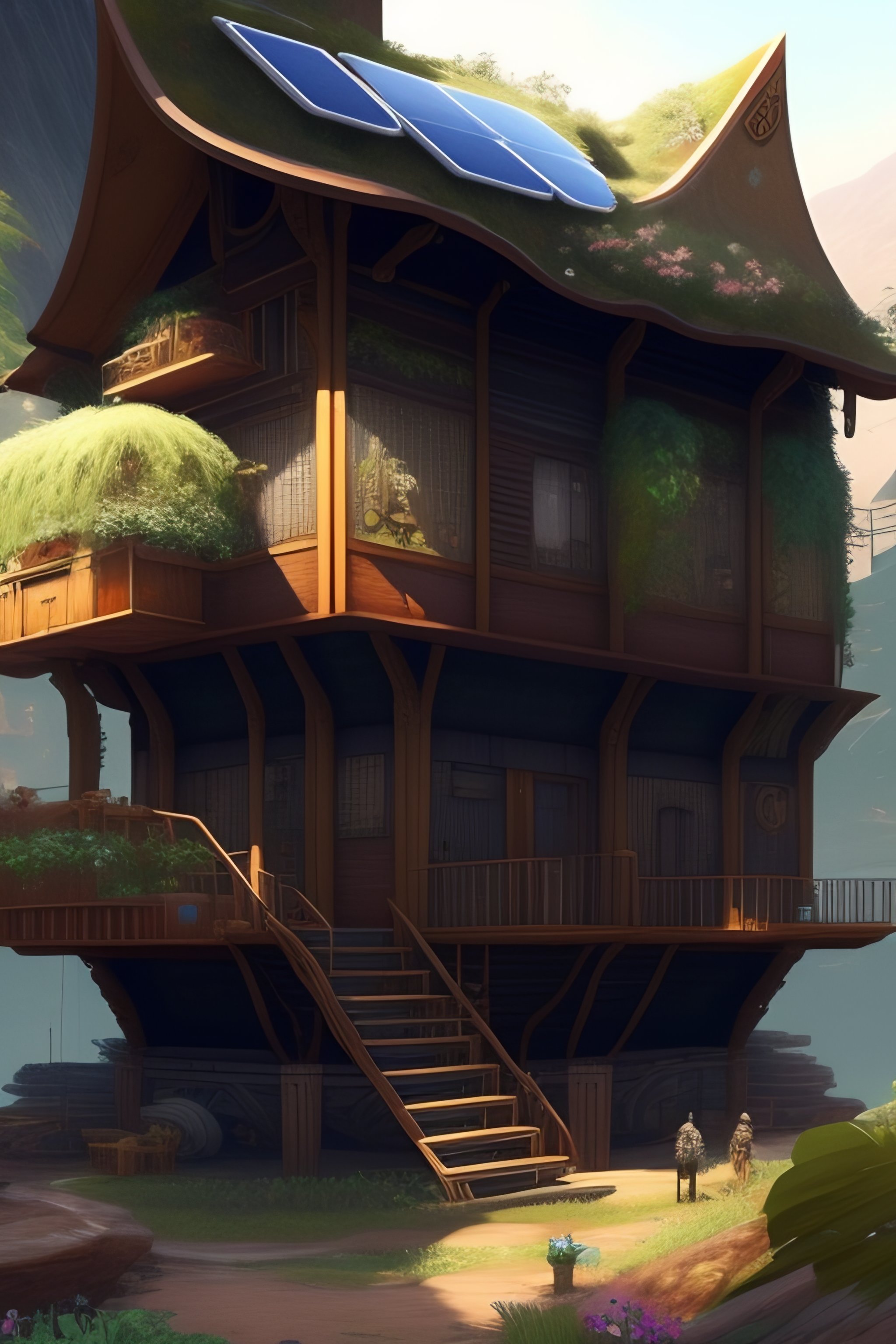 Lexica - People living in a realistic solarpunk community. Buildings ...