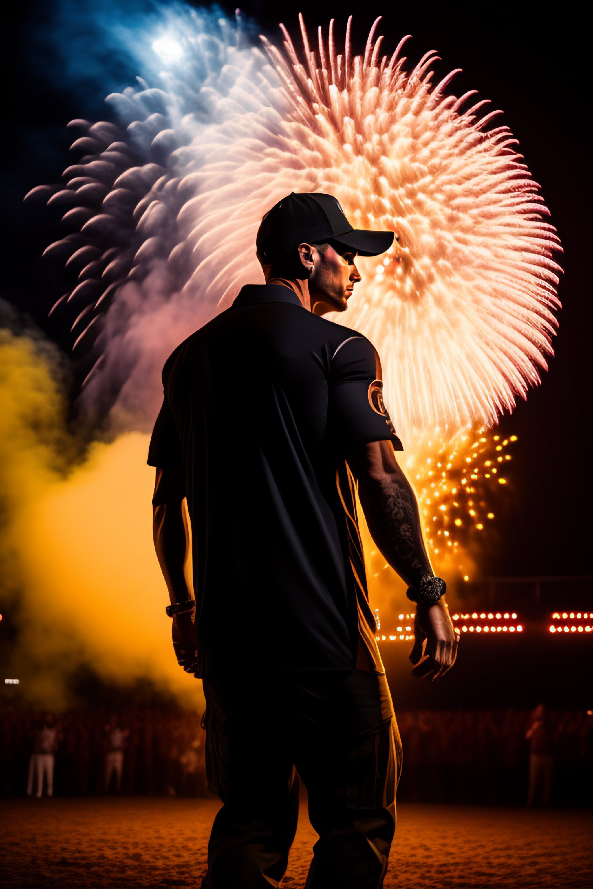Lexica - Photo of eminem dancing with snakes, fireworks in the ...
