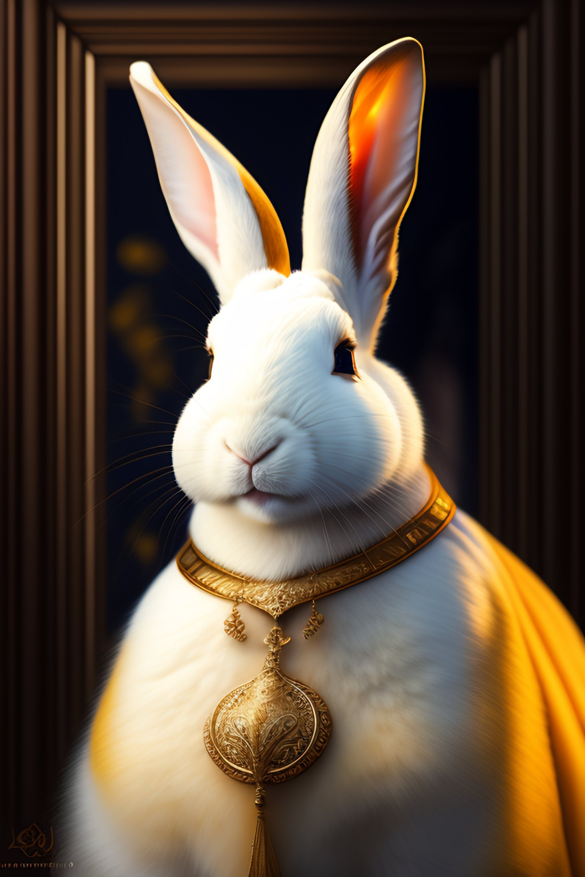 Lexica - Portrait of a yellow white Dutch Rabbit, bible, church ...