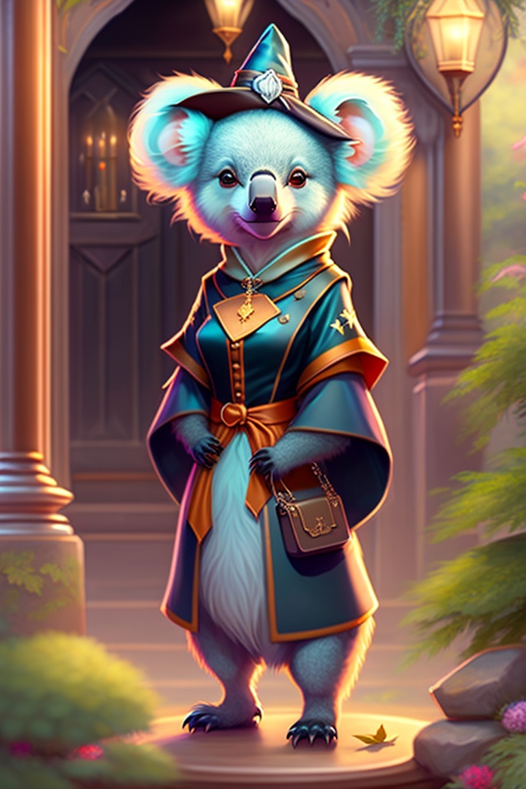 Lexica - A cute koala in a witch outfit, gothic, haunted mansion, anime ...