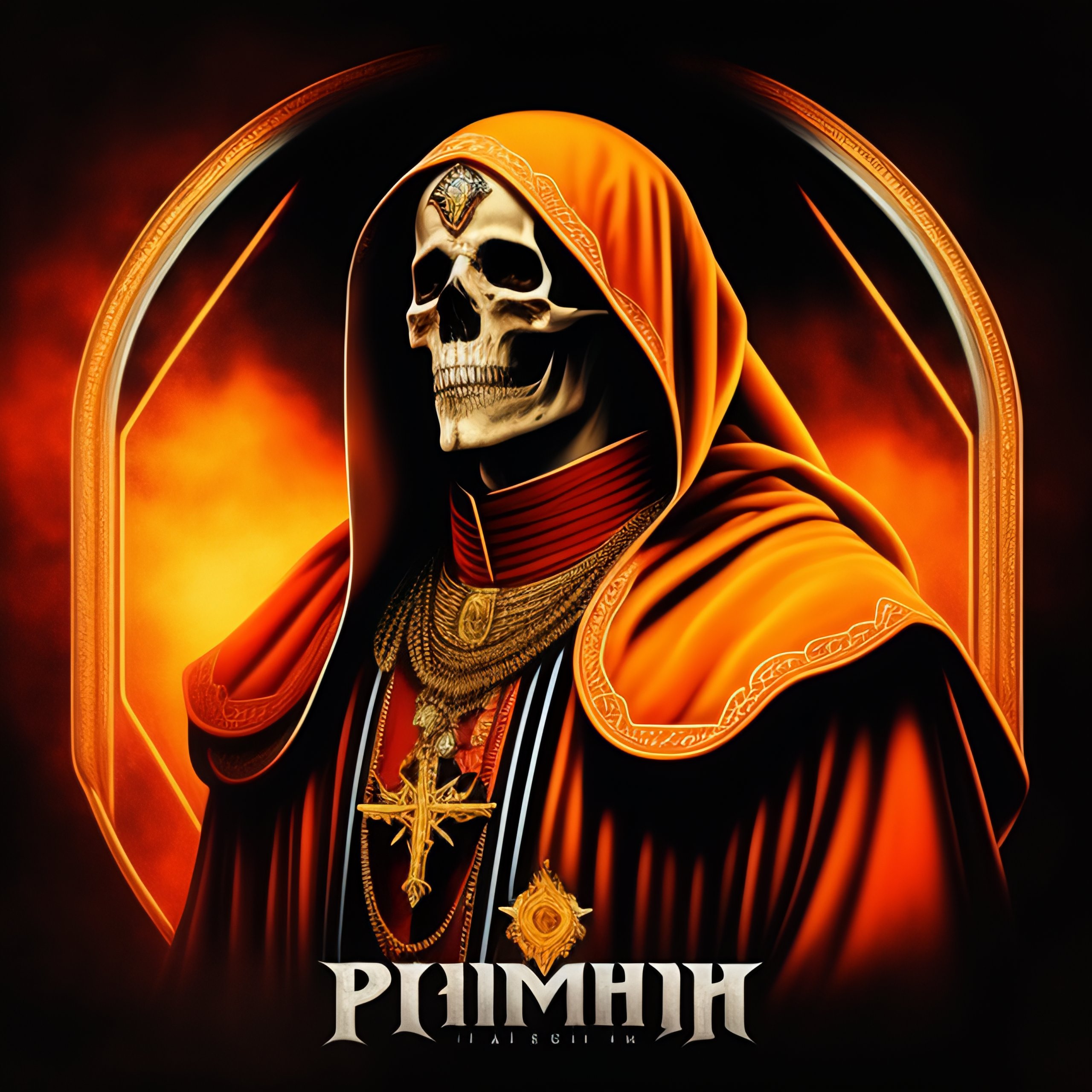 Lexica - Skeleton pope wearing pallium, liturgical vestment, driving a ...