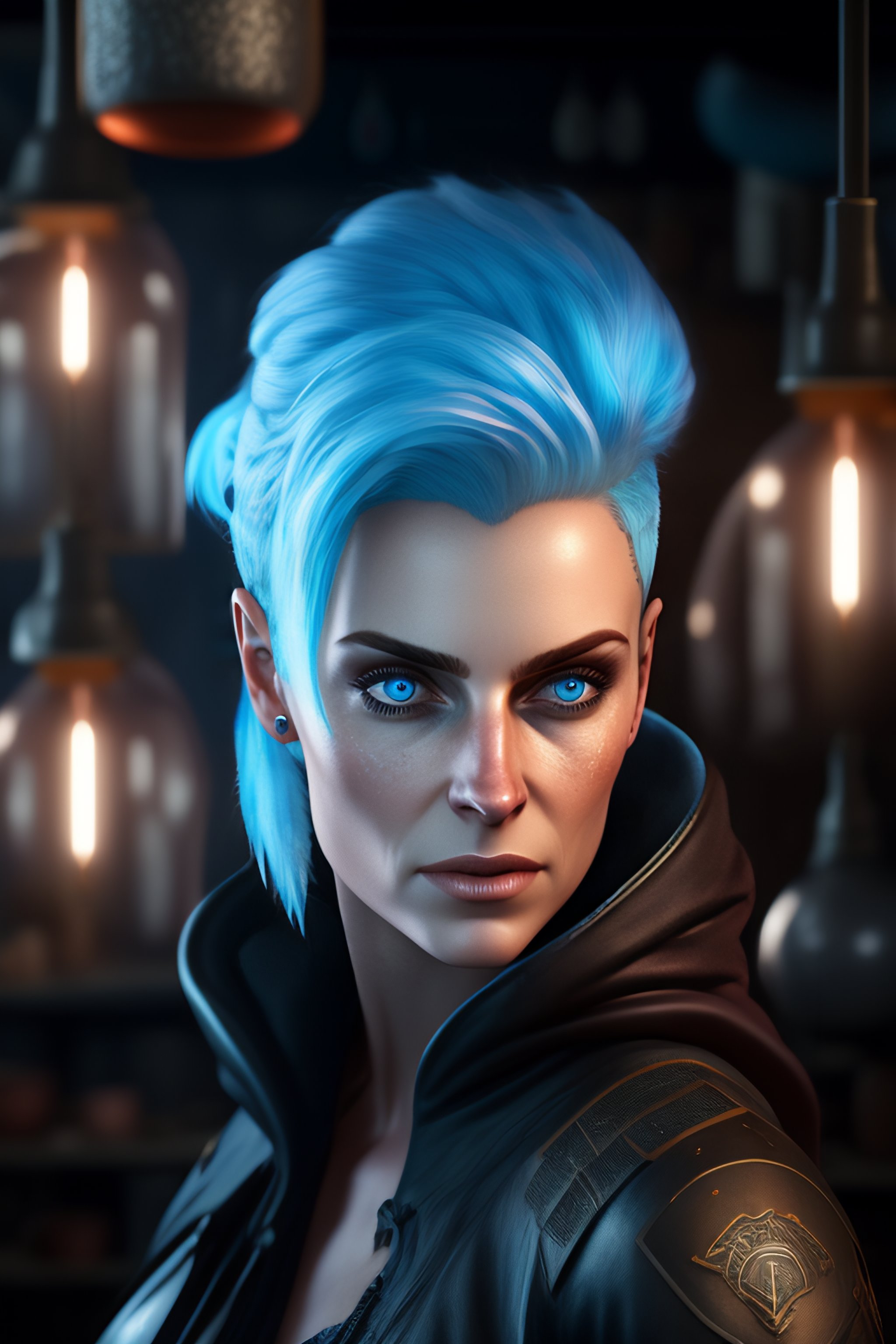 Lexica - Dark and gloomy full body 8k unity render, female cyborg, Blue ...