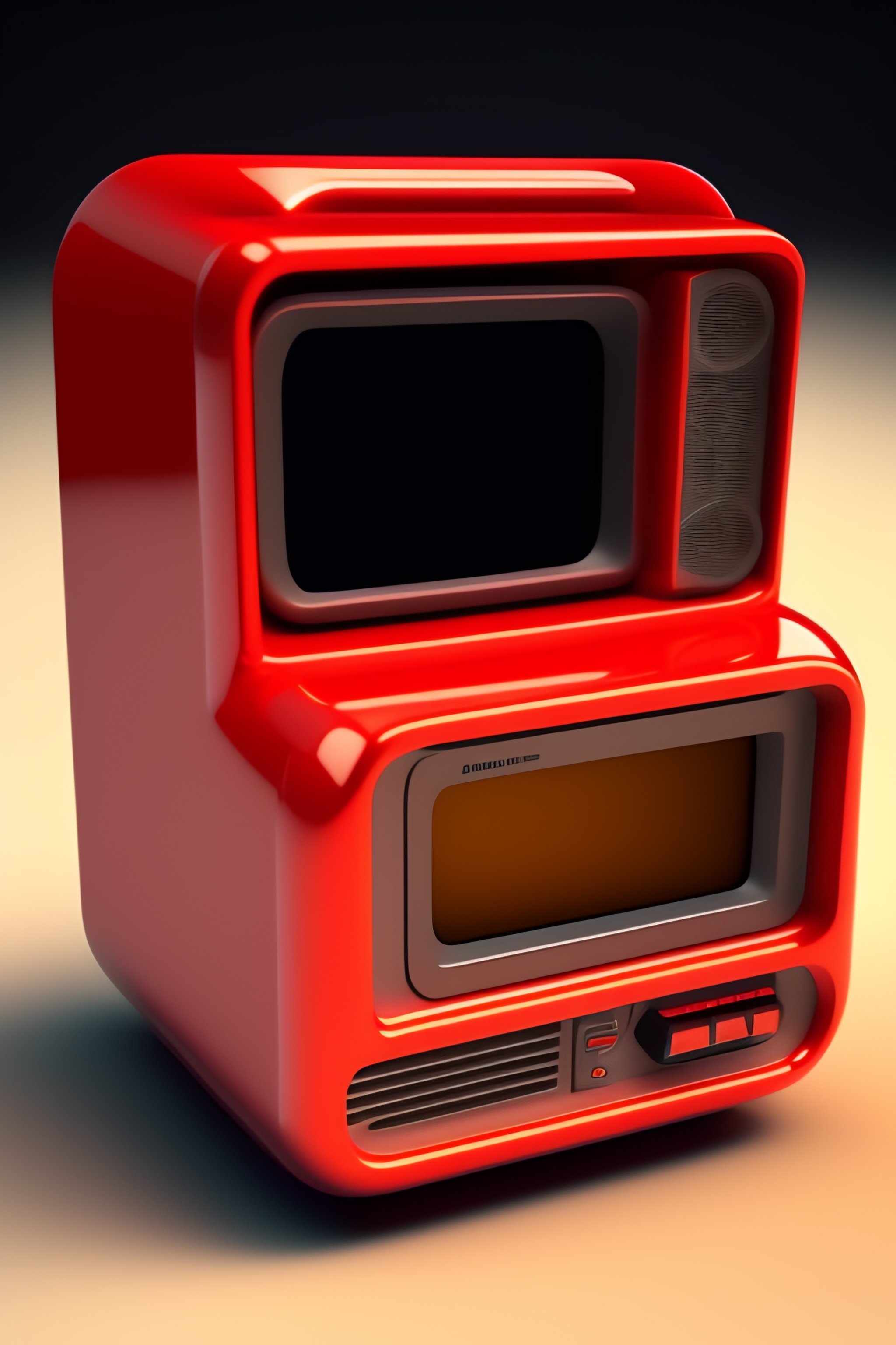 Lexica - 3D retro tiny cute Macintosh screen render. Bright LCD screen