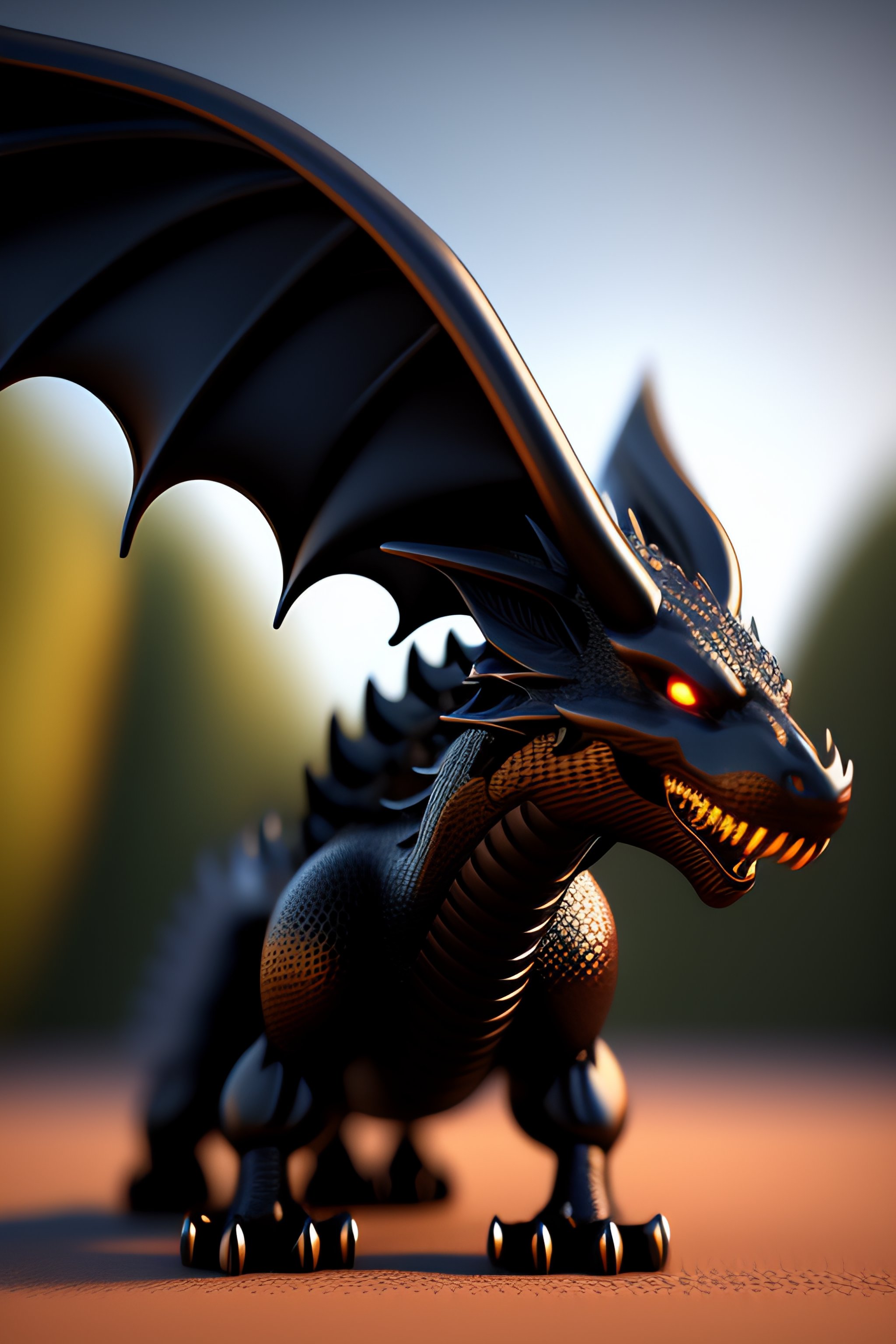 Lexica - Black dragon, depth of field,32k, natural light, ray tracing ...