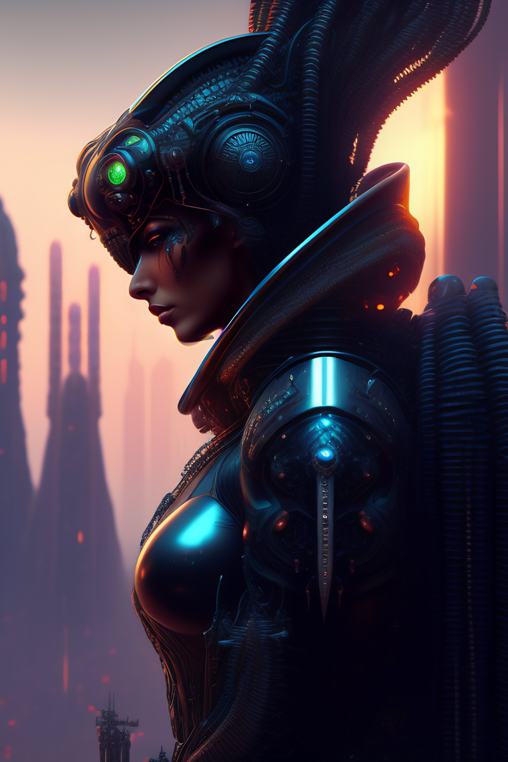 Lexica - Alien cyborg, in the style of HR Geiger and Lovecraft ...