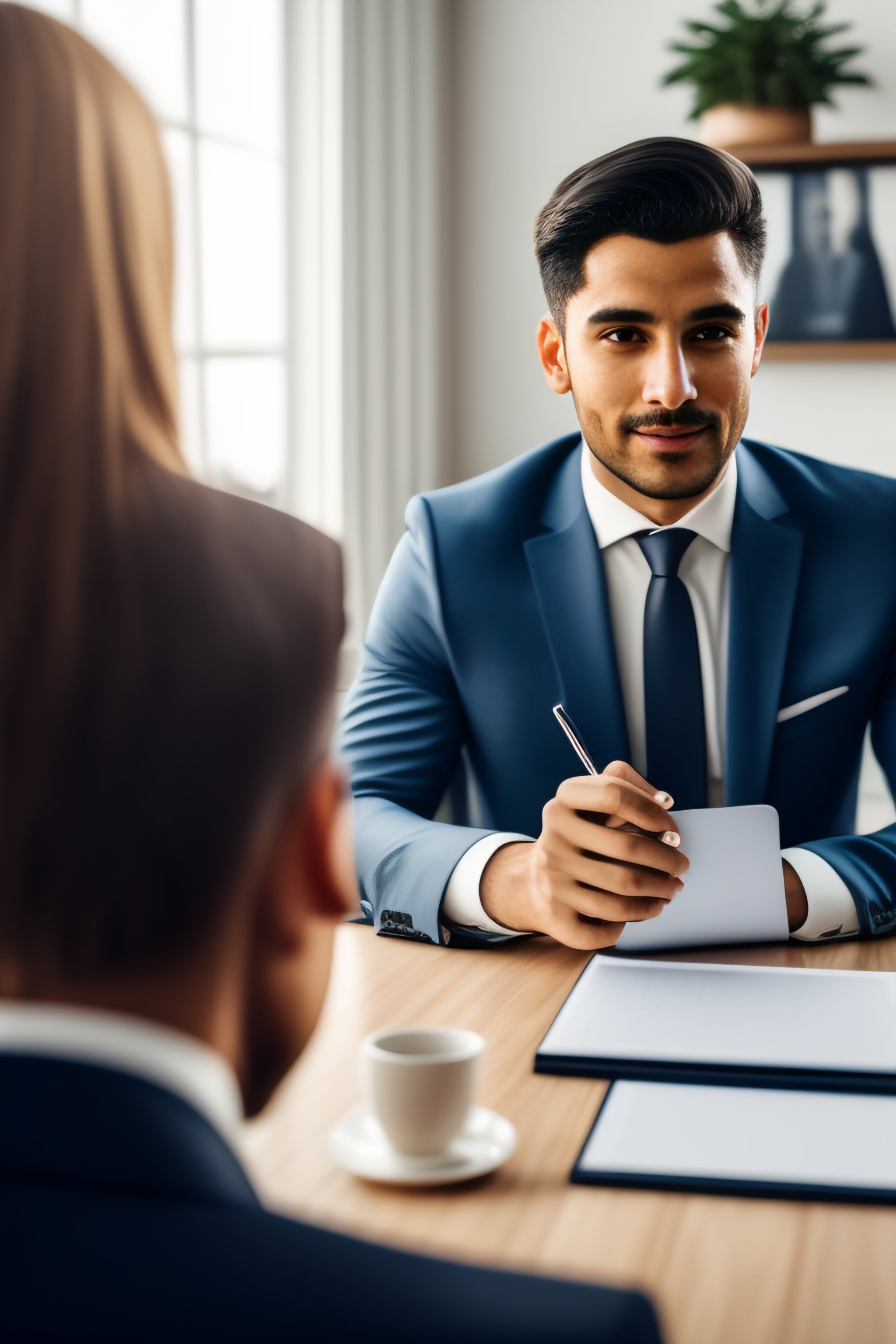 Lexica - Portrait of a real estate seller giving advice to a young ...