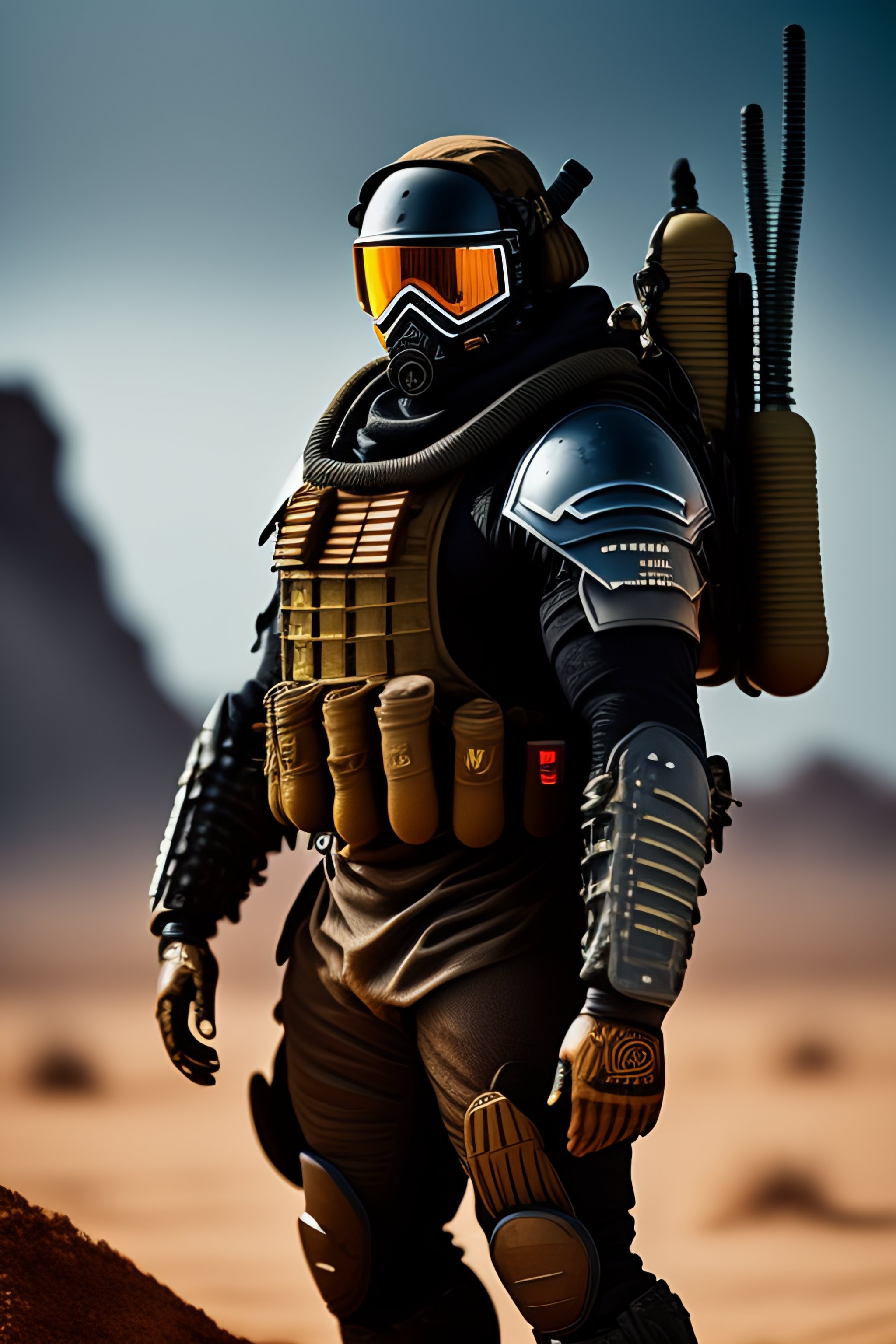 Lexica - A cyber warrior in a burnt land, extremely highly detailed ...