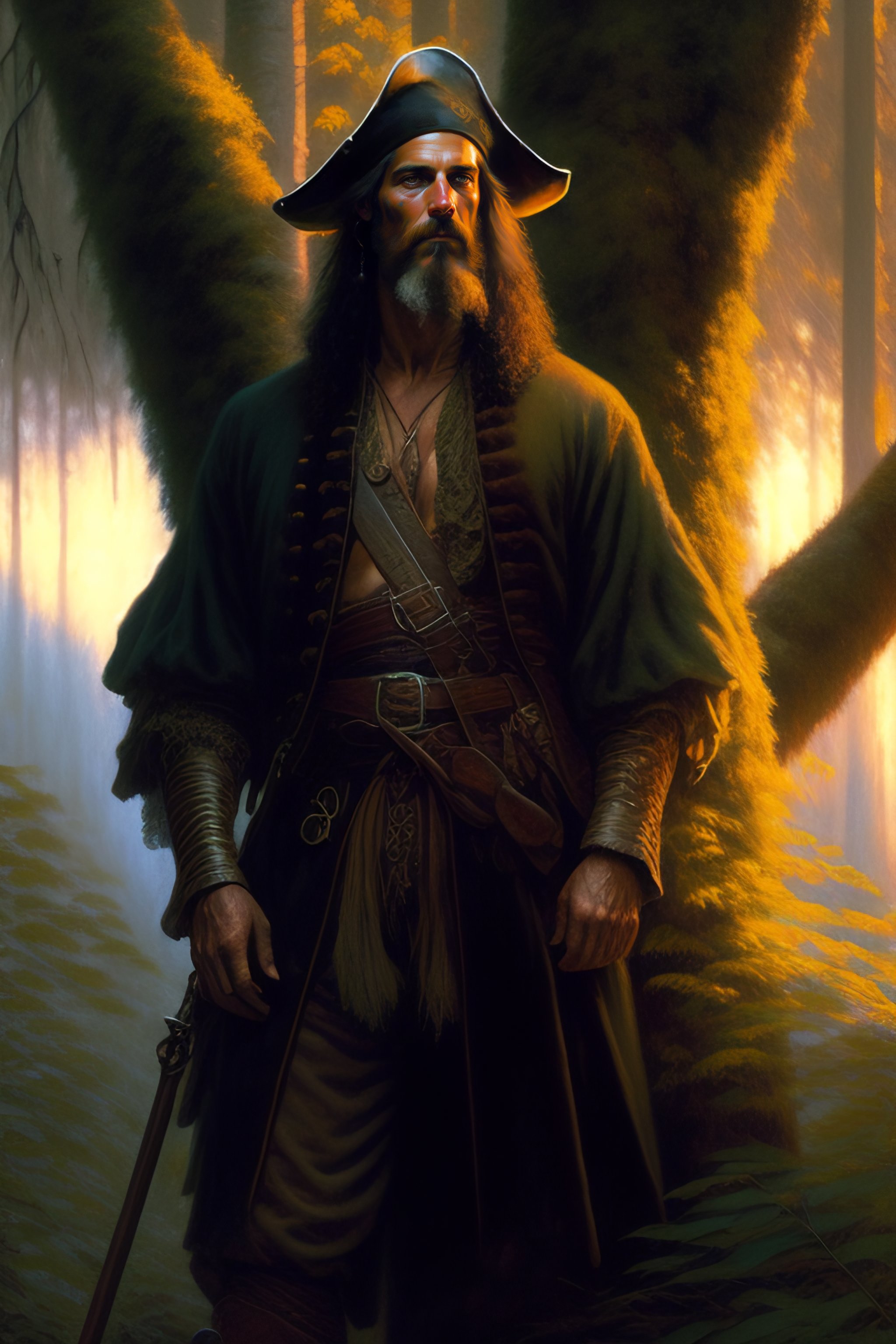 Lexica - Old pirate, art by Steve Huston, in a forest, heavy grain, high detail, cinematic ...