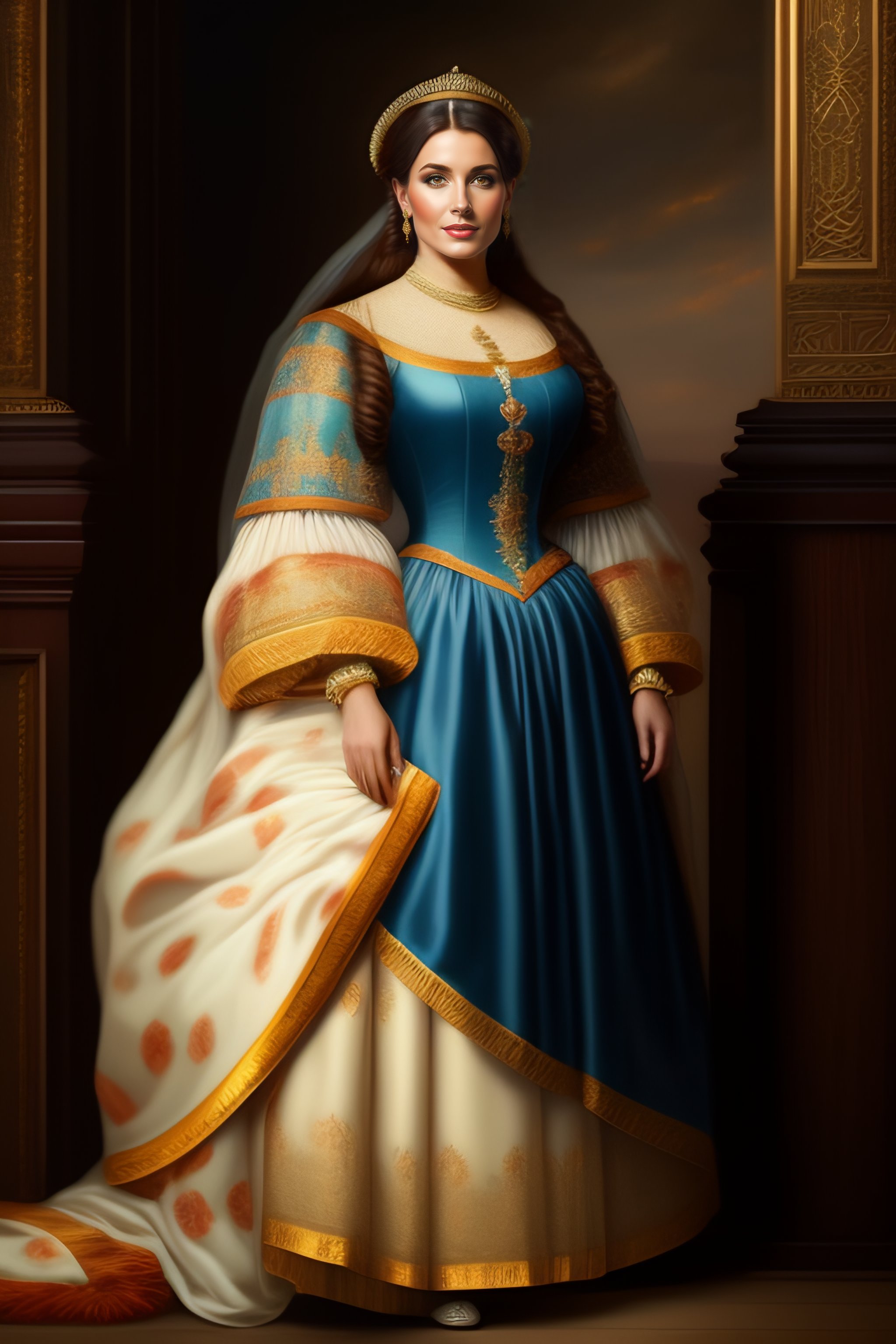 Lexica - HD realistic painting of a lady full body in an old english style