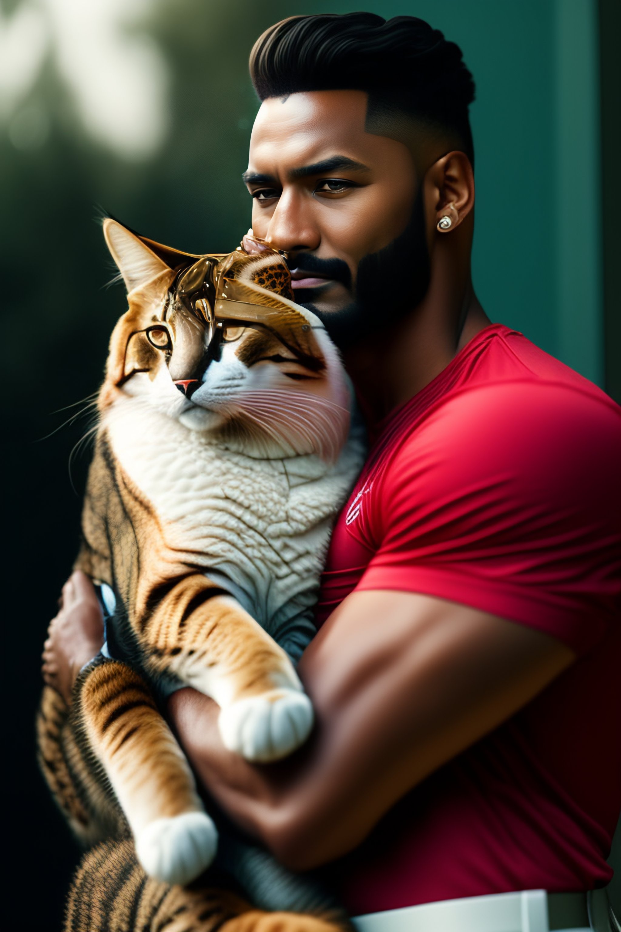 Lexica - Furry man with large cat