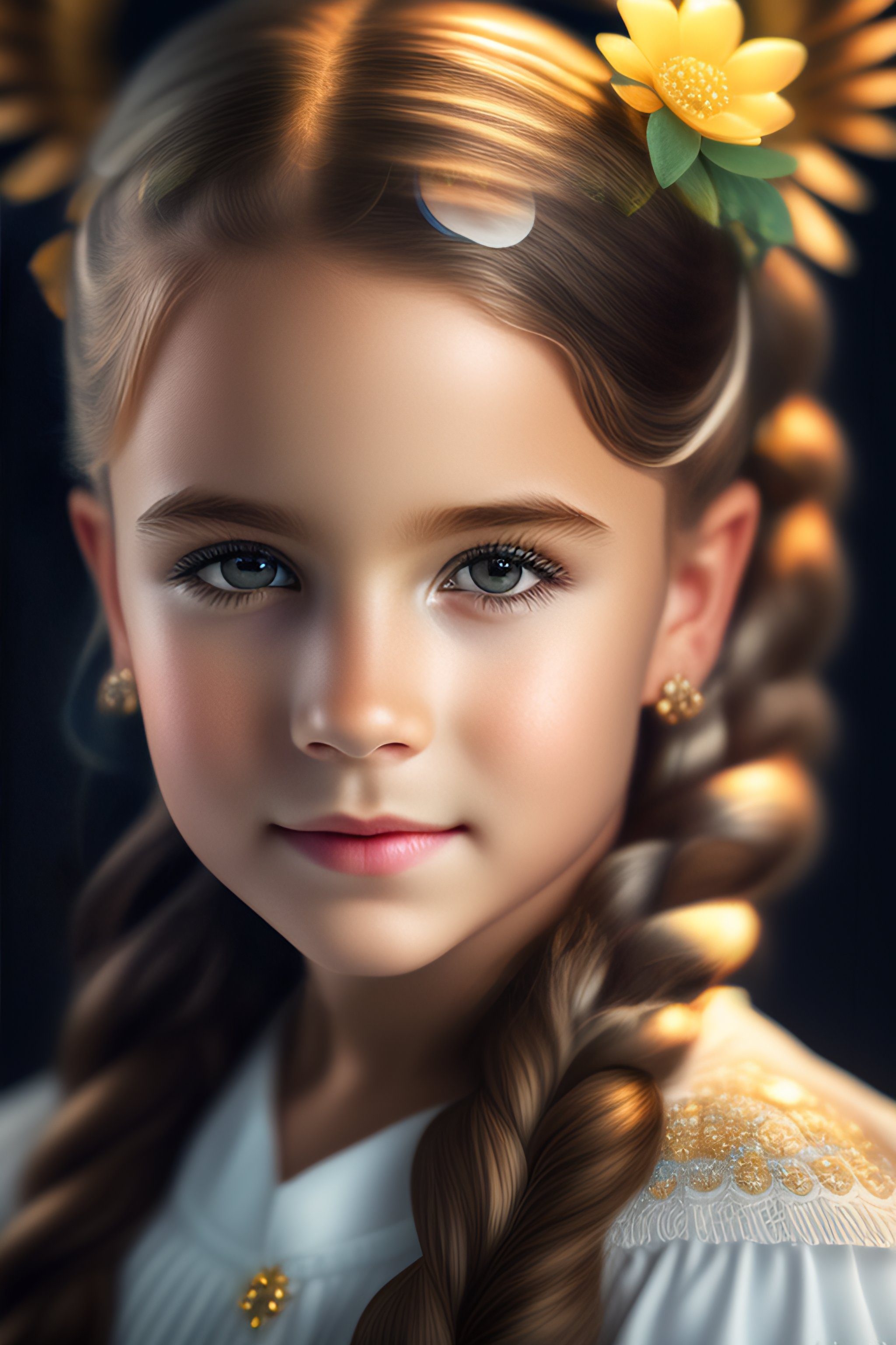 Lexica - Photo realistic closeup portrait of sweet little girl, braided ...