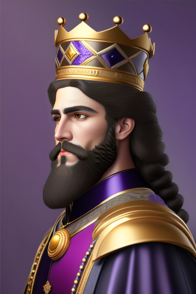 Lexica - King Solomon, king's clothes in purple and gold, crown on his ...