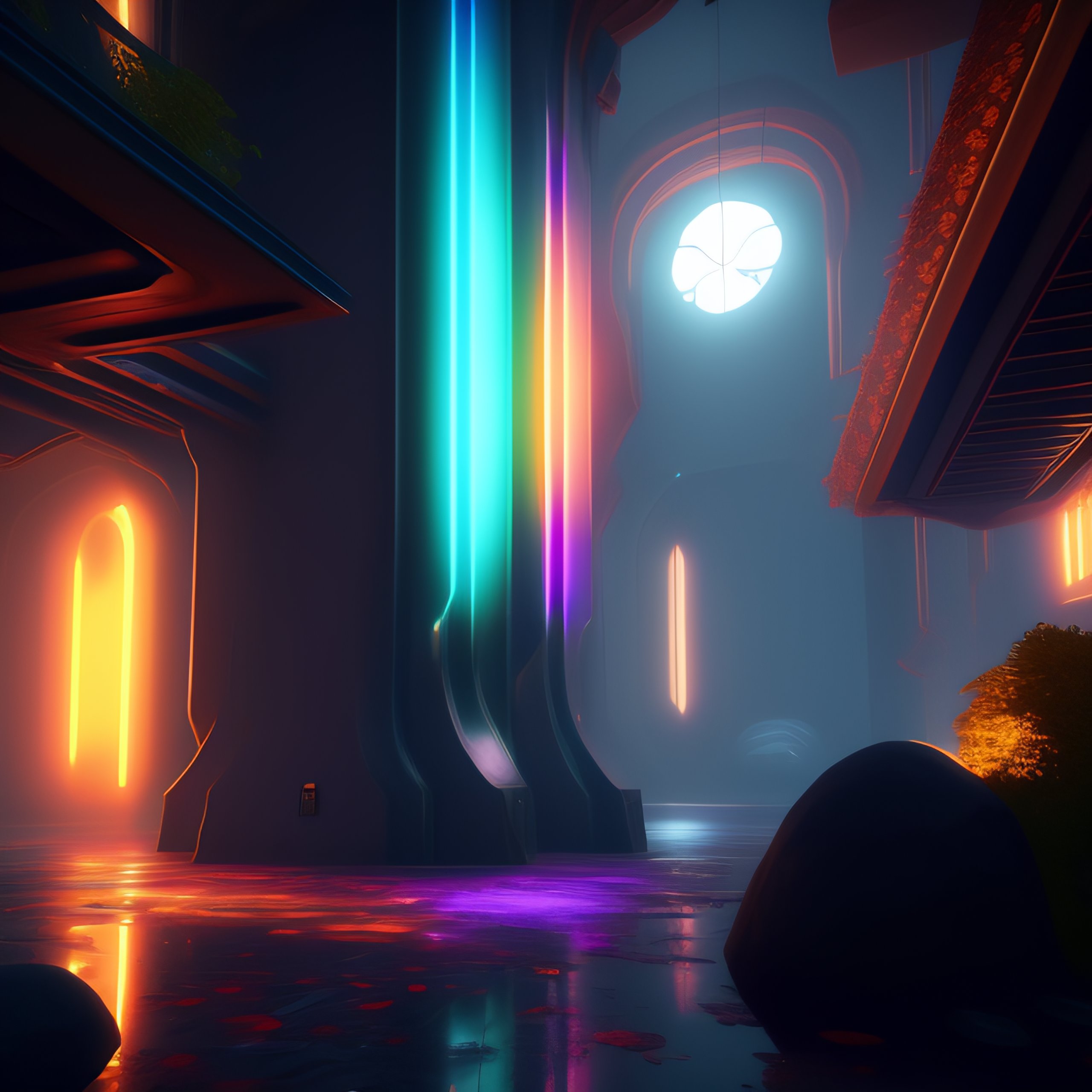 Lexica - Gloom themed, shattered fractals, rainbow lights, dramatic ...