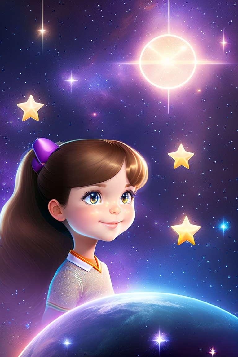 Lexica - Illustrate a young star named Sparkle, gazing up at the vast ...
