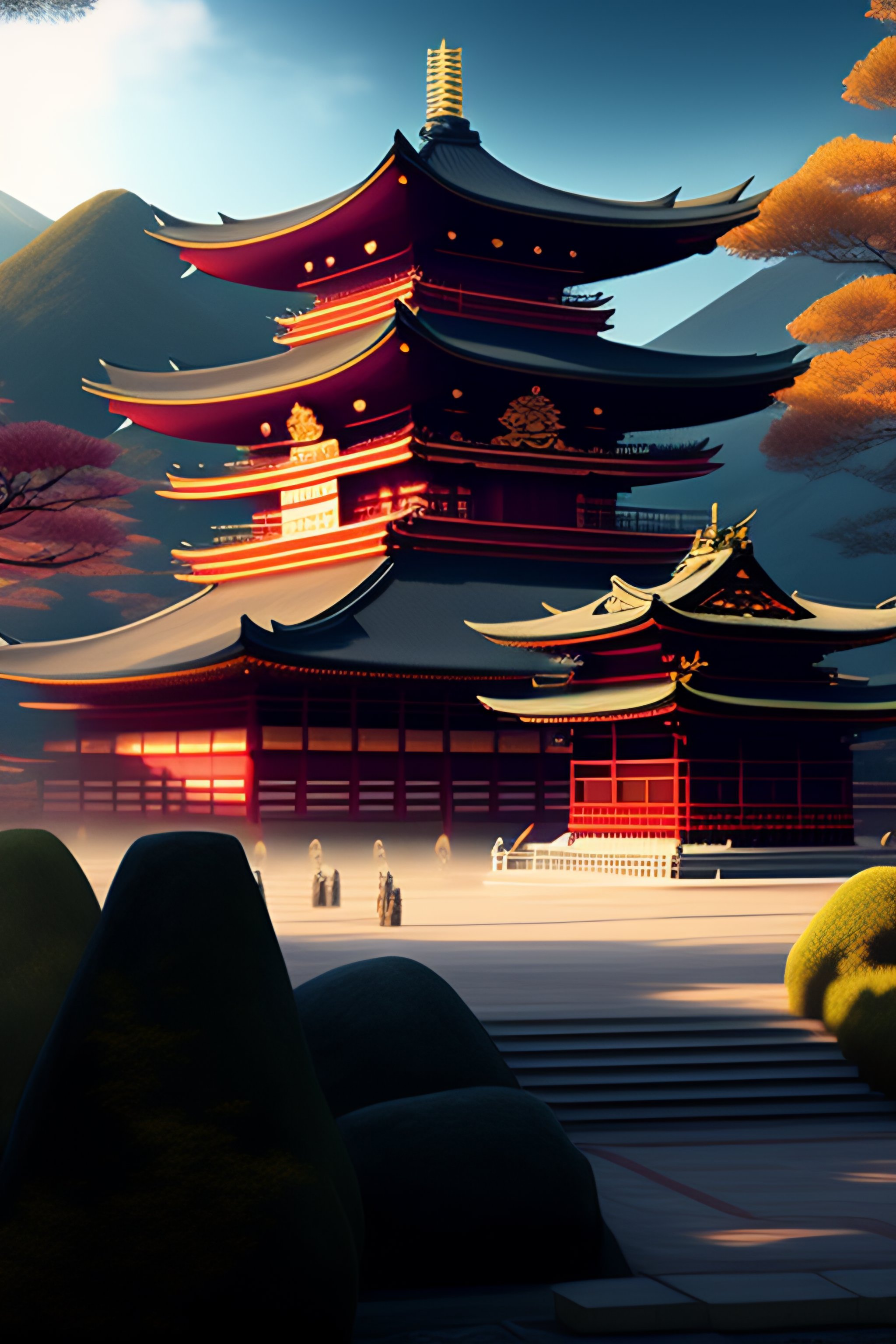 Lexica - Japanese temple arena resembling a tekken background