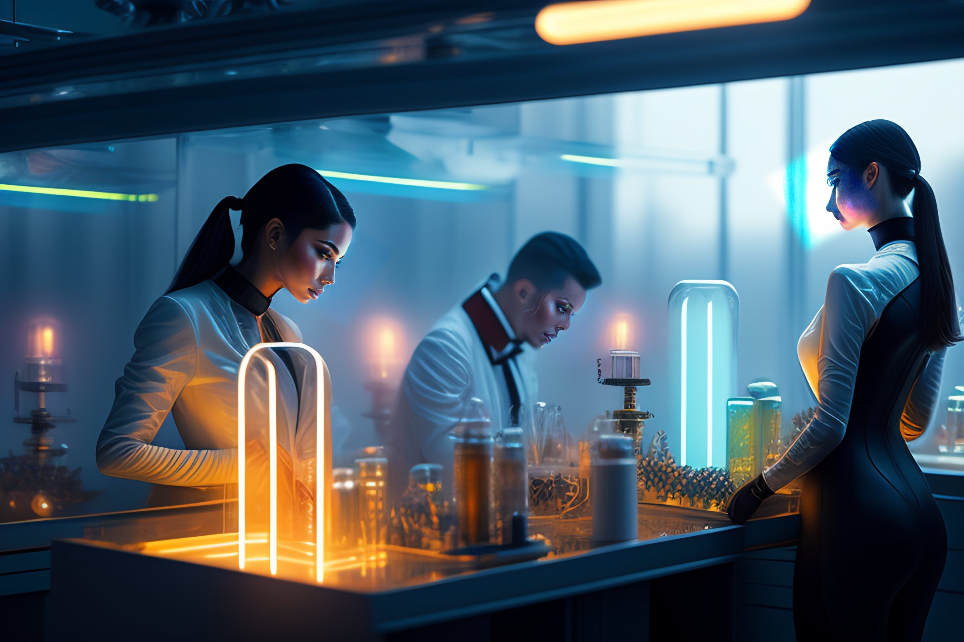 Lexica - Humans creating cyborgs in a sophisticated bio lab, specimens ...