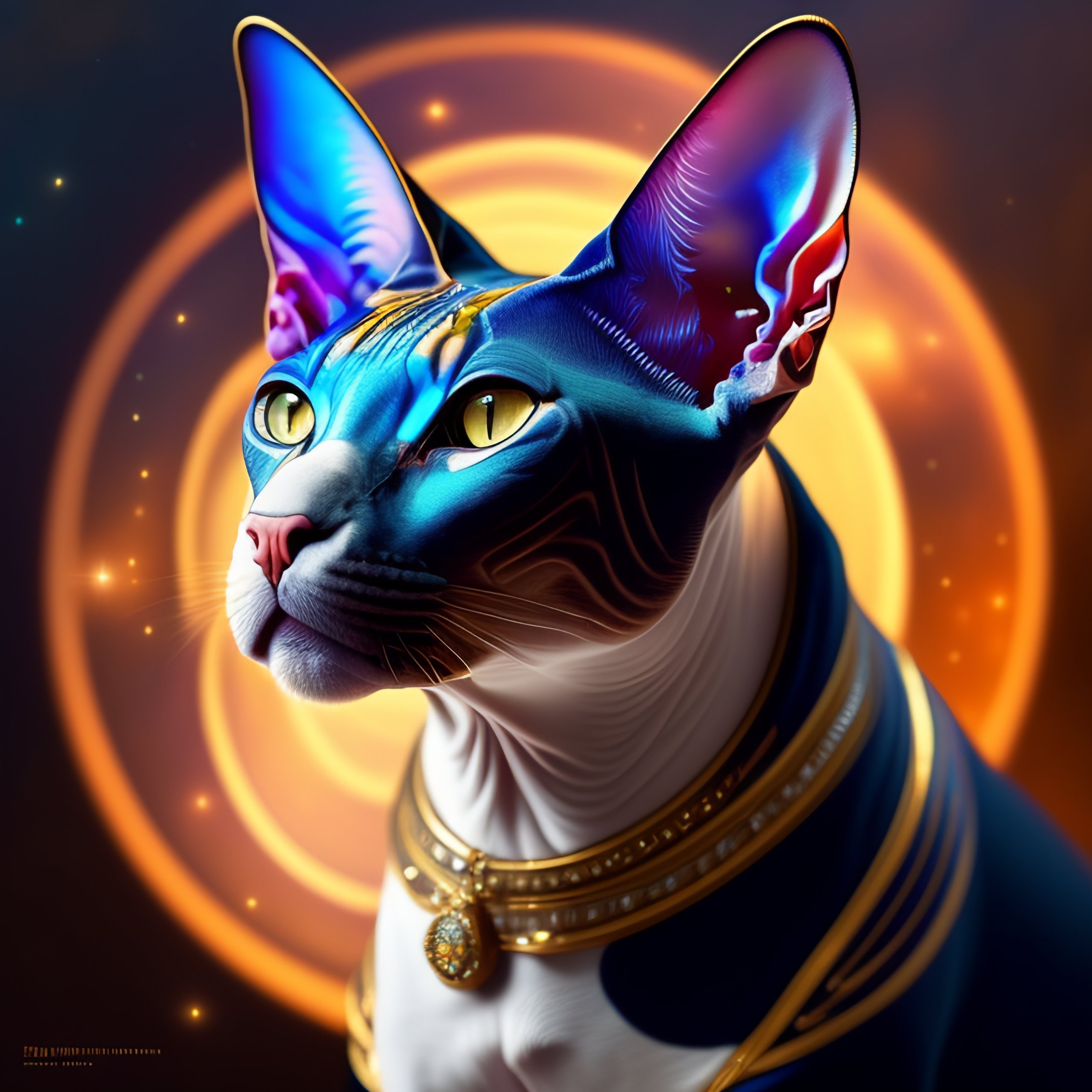 Lexica - Stunning cosmic portrait of beautiful a Sphynx cat, Wearing a ...