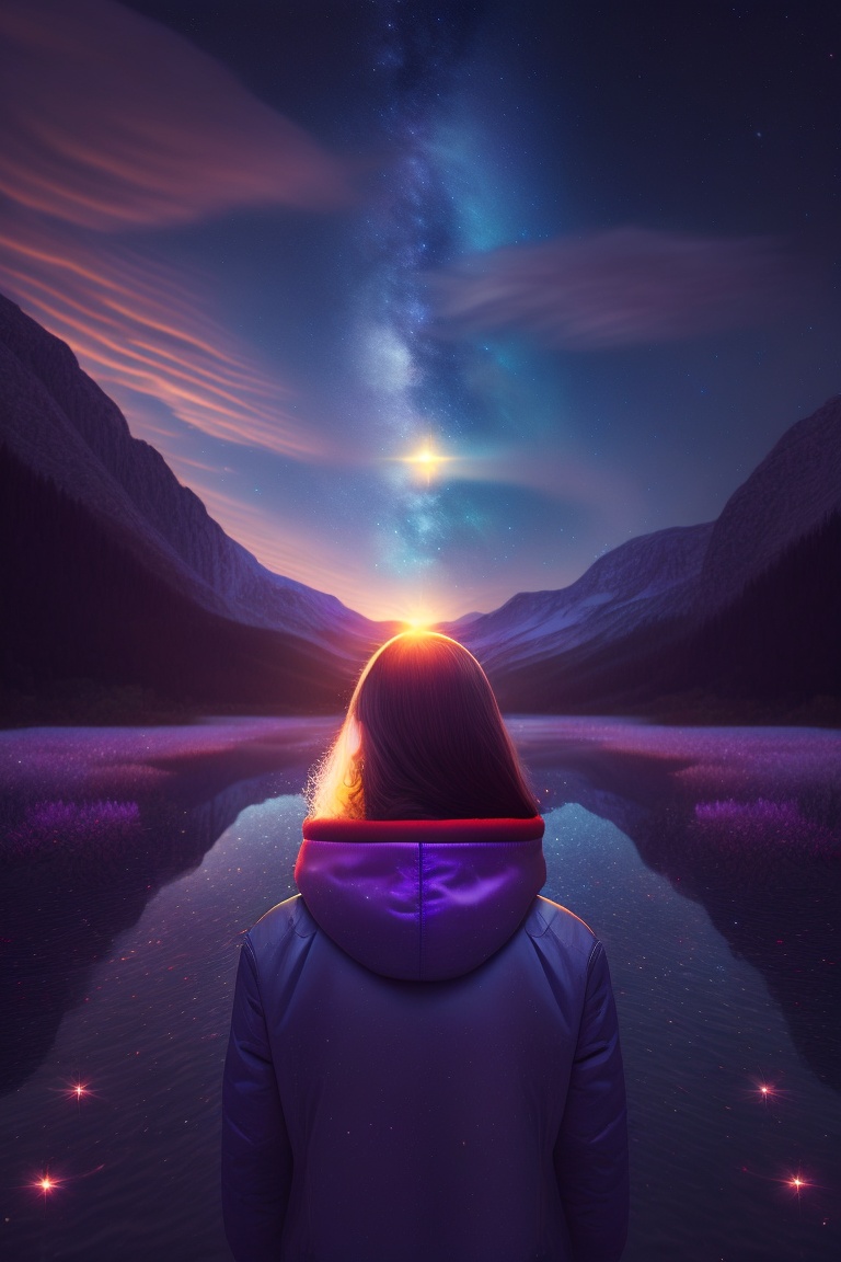 Lexica - The person is now outside, looking up at the sky filled with ...