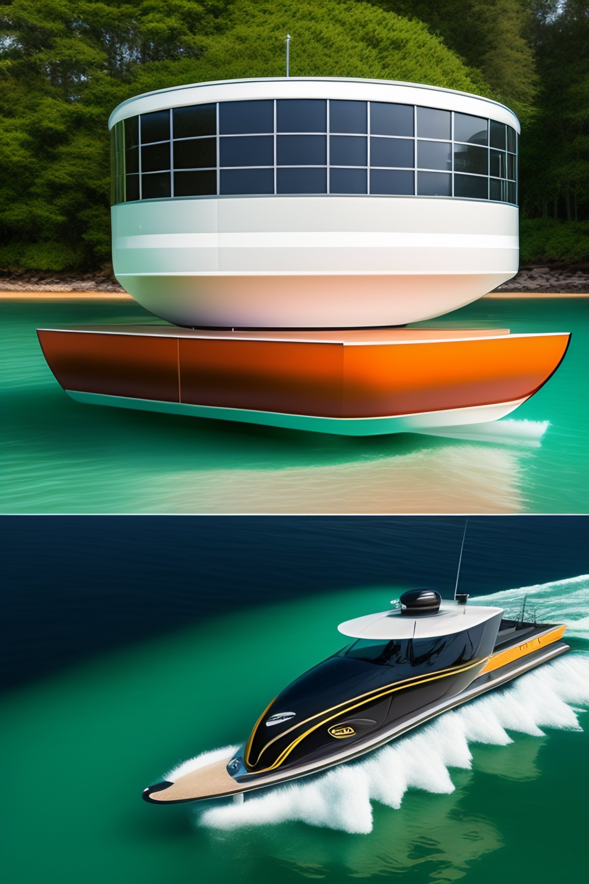 Lexica - 25 foot wide hydrofoil water vehicle house