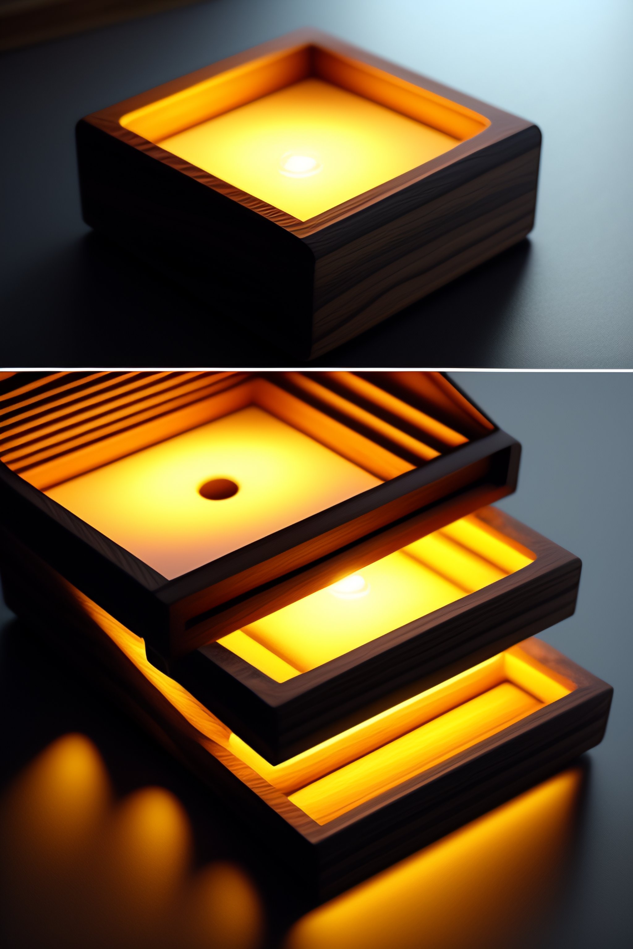 Lexica - Laser cut wood case box led MDF