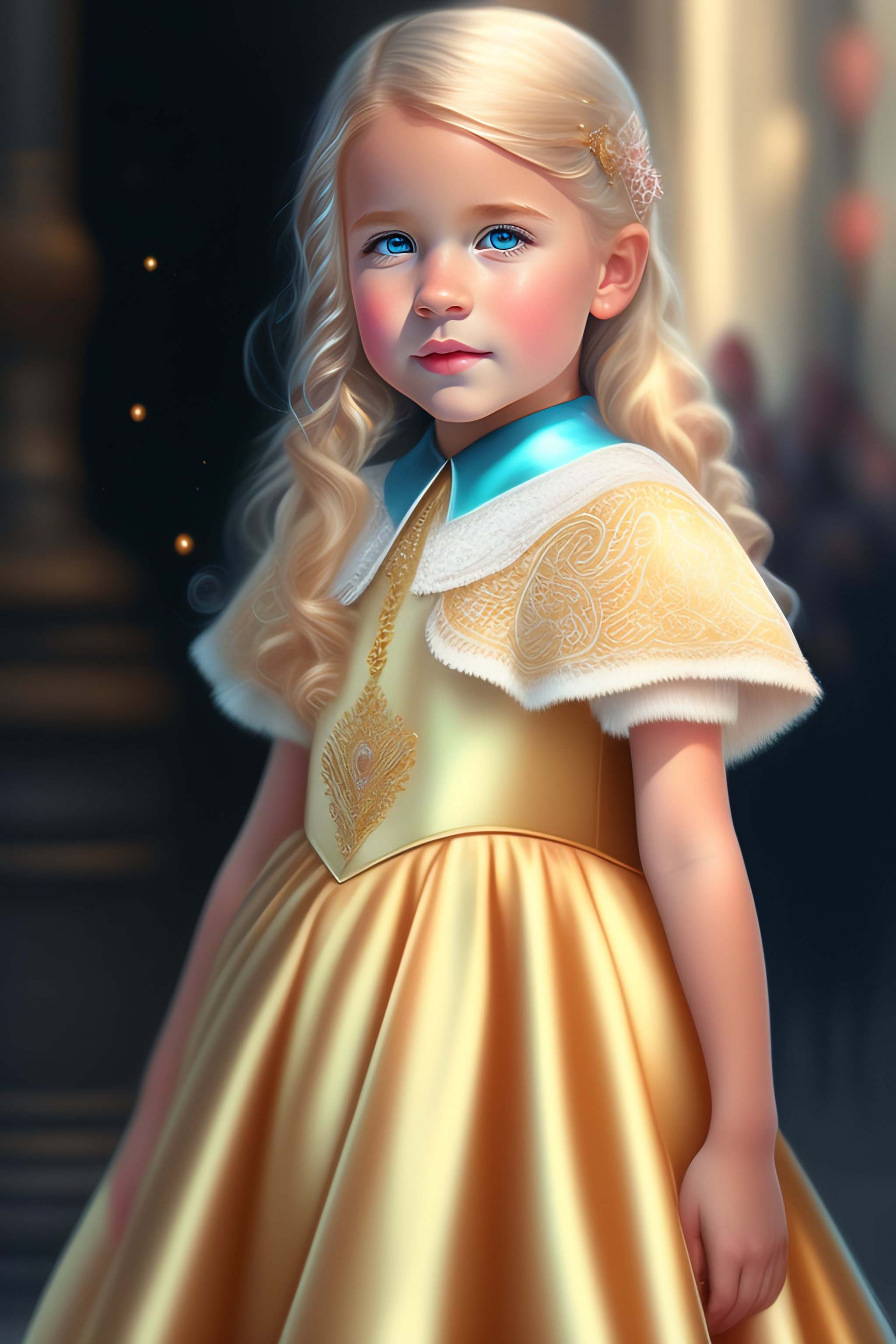 Lexica - Little girl with magic power dress like a princess, blond hair ...