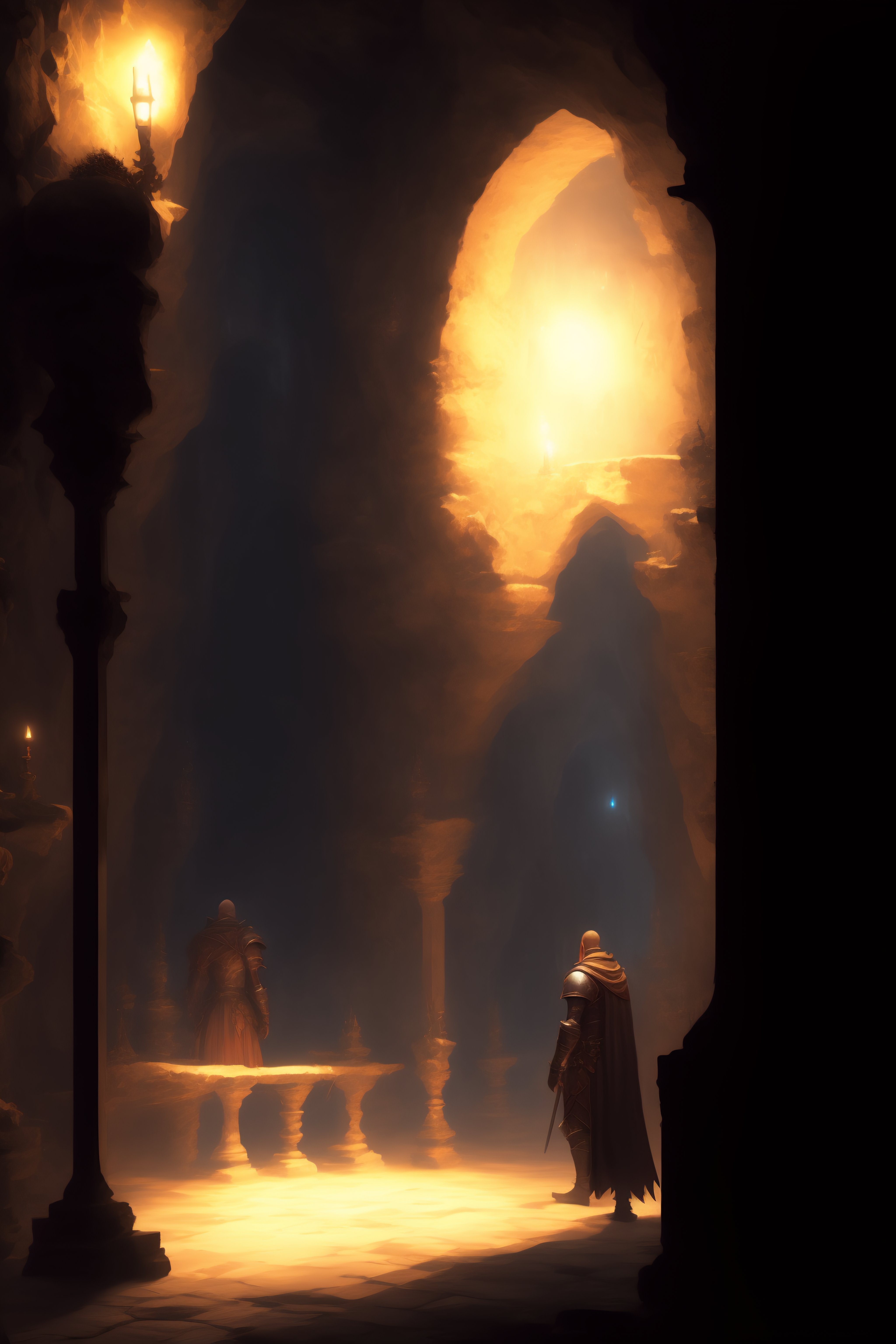 Lexica - A concept art of jail in a catacomb. a paladin knight lies ...