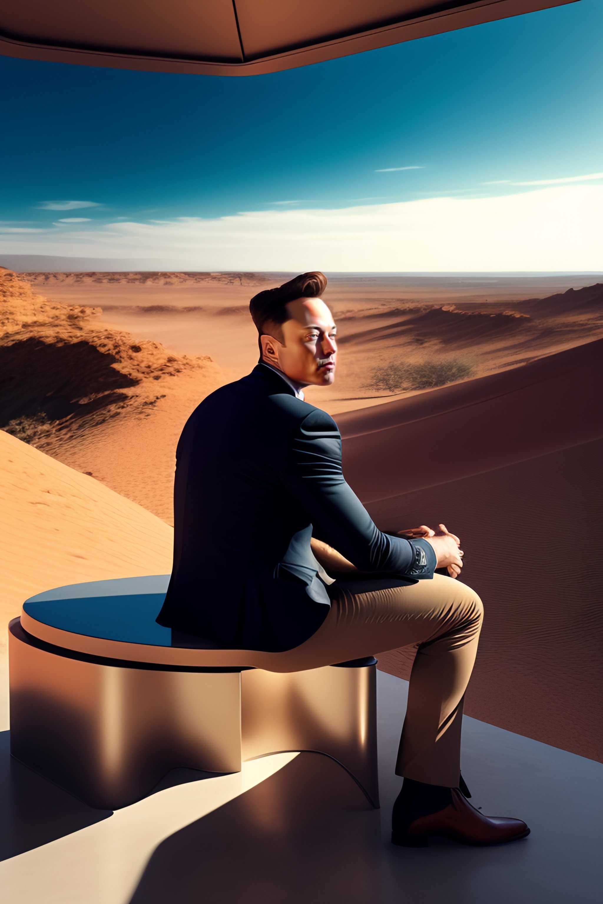 Lexica - A photo of elon musk sitting on a table